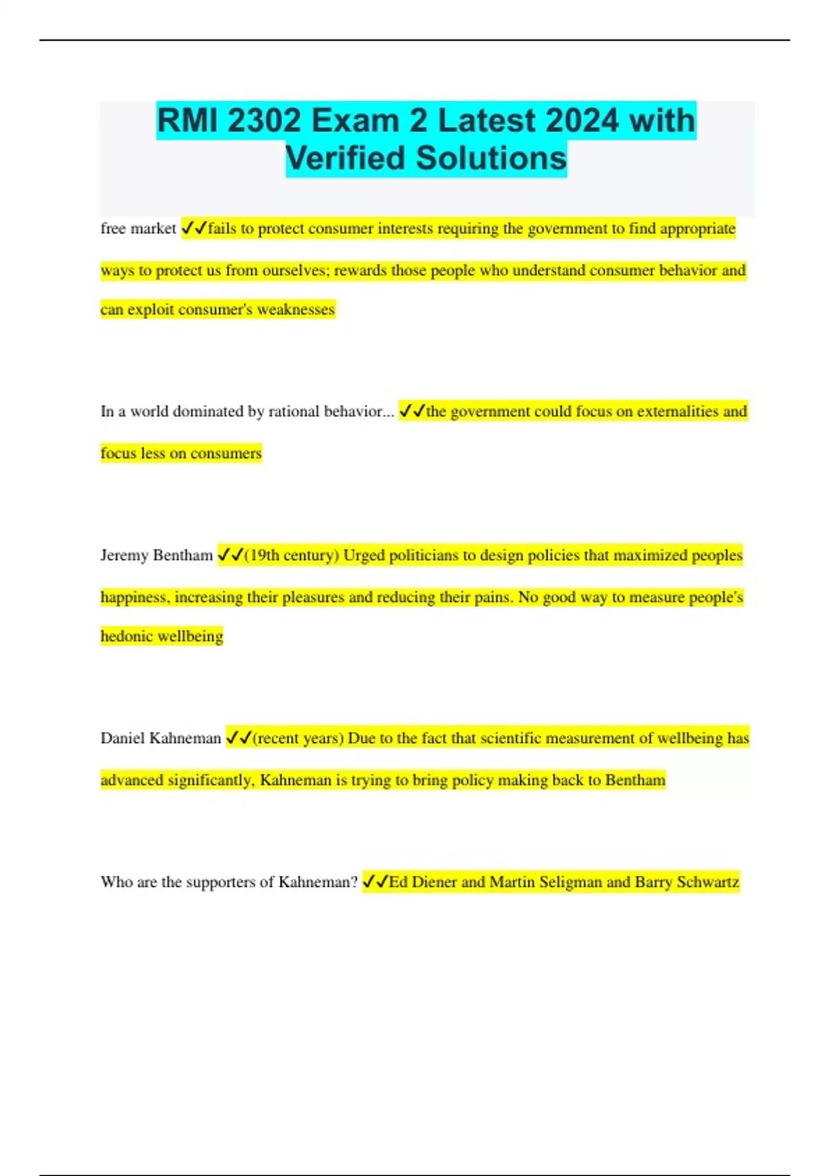 RMI 2302 Exam 2 Latest 2024 with Verified Solutions - RMI 2302 - Stuvia US