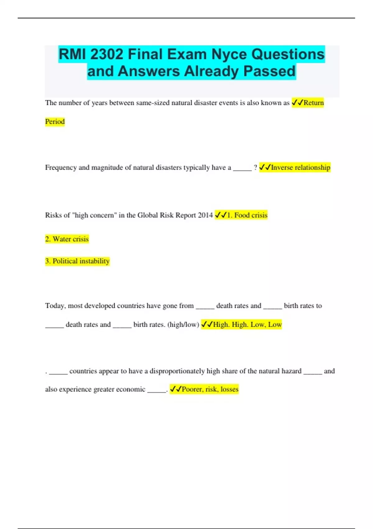 RMI 2302 Final Exam Nyce Questions and Answers Already Passed - RMI ...