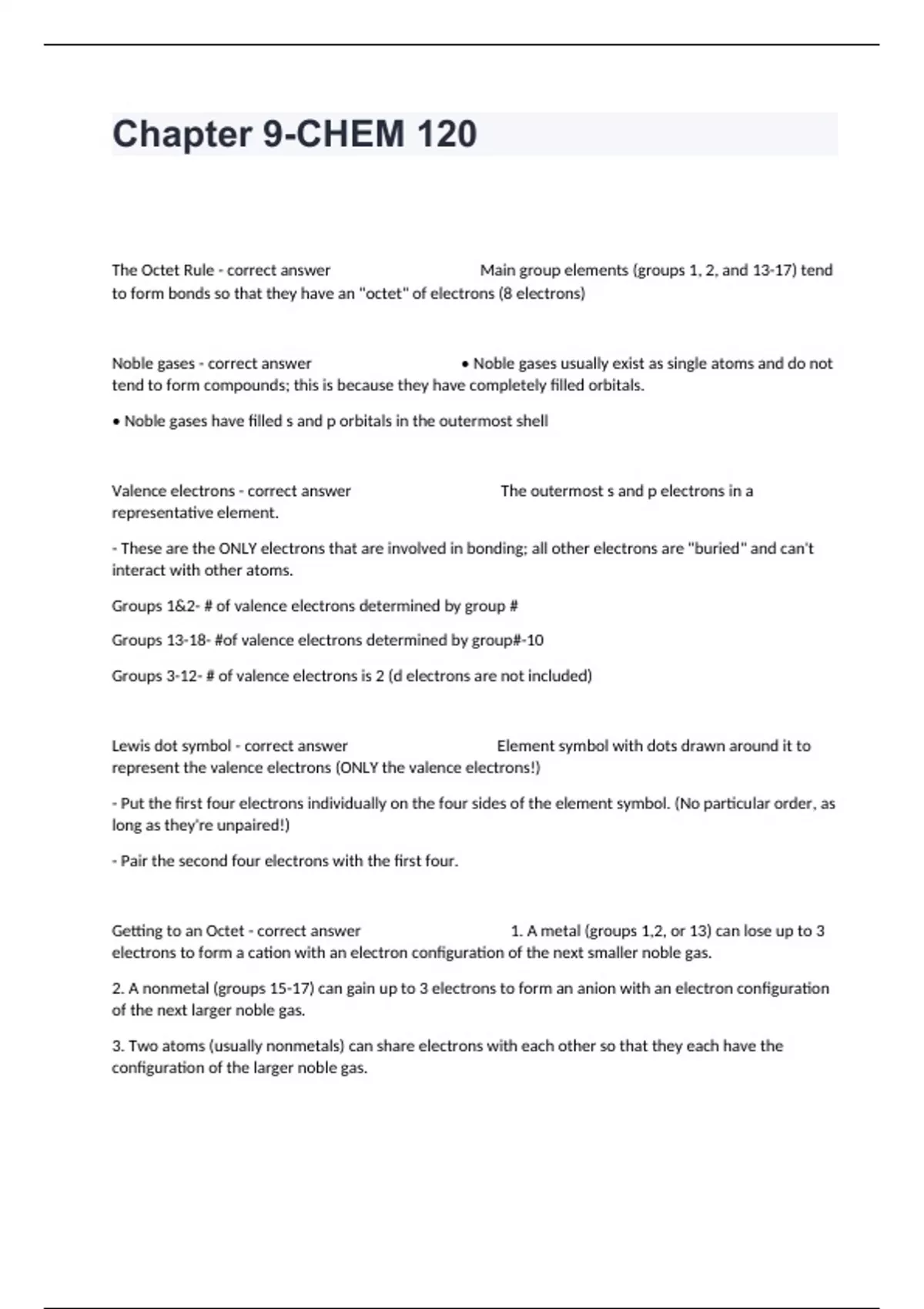 Chapter 9-CHEM 120 With All Complete And Verified Answers. - CHEM 120 ...