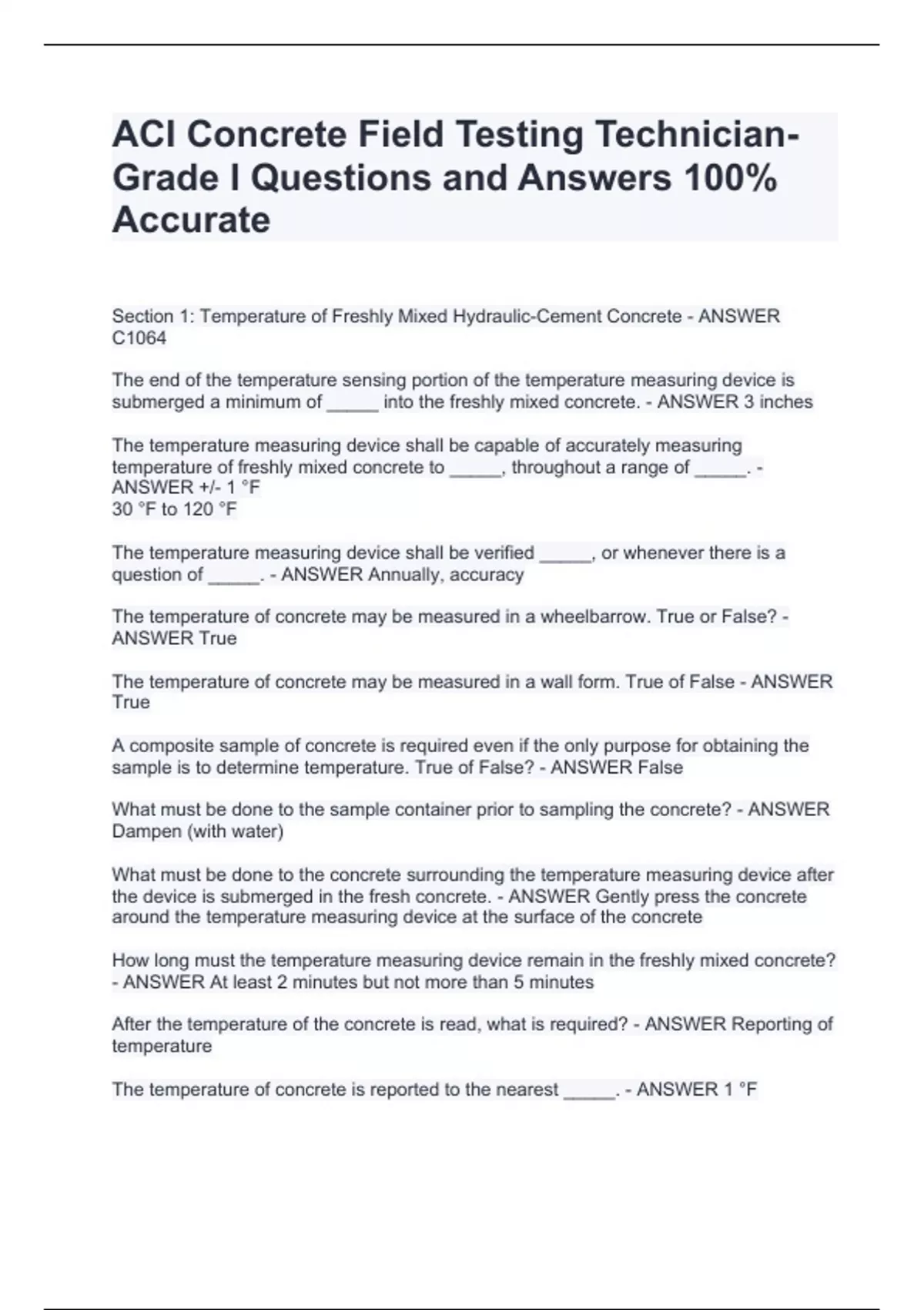 ACI Concrete Field Testing Technician- Grade I Questions and Answers ...