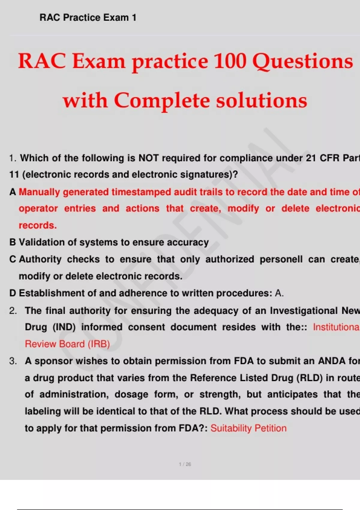 Rac Exam Practice Questions With Complete Solutions Rac Exam Practice Questions With Complete