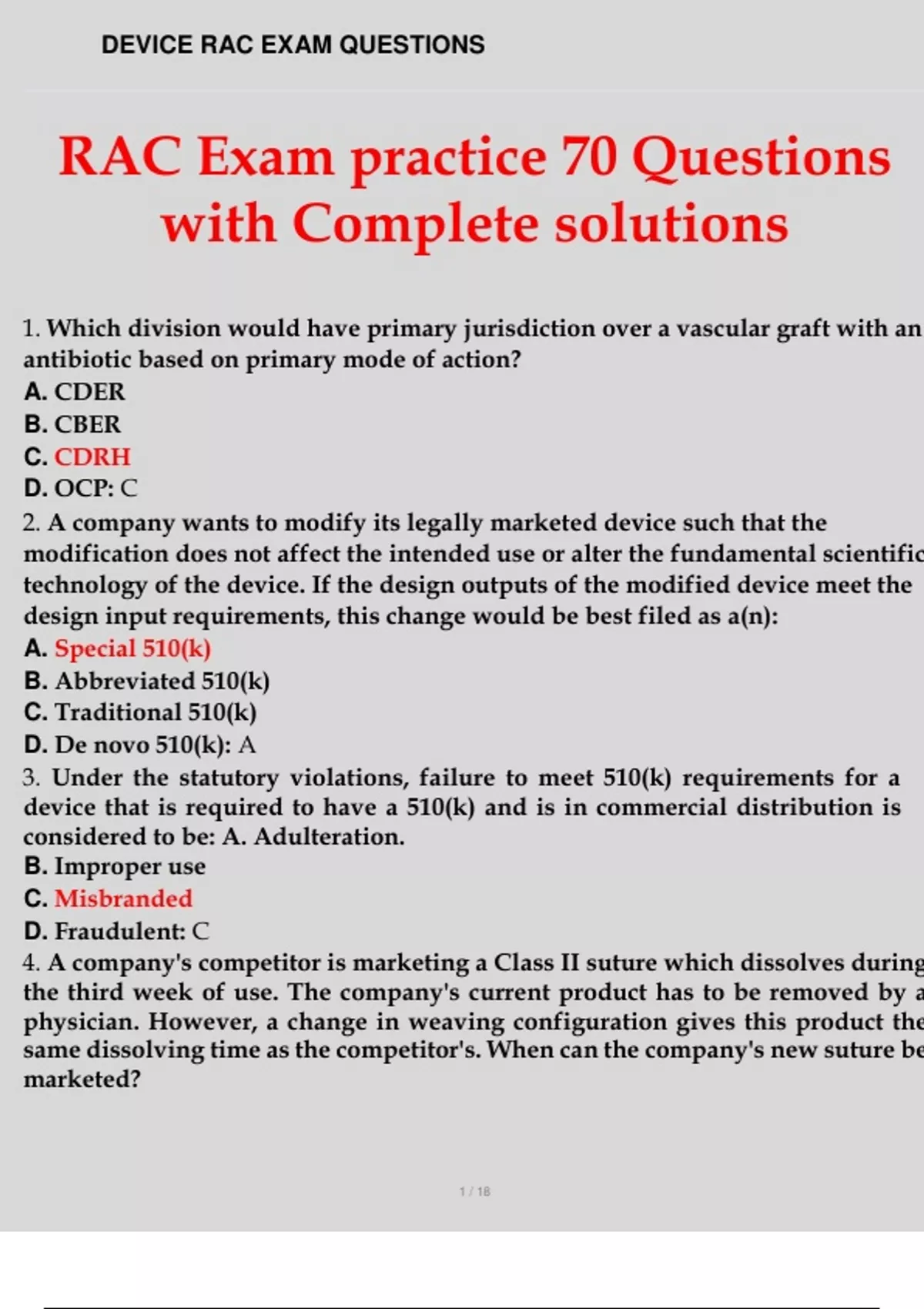 Rac Exam Practice 70 Questions With Complete Solutions Rac Practice 100 Stuvia Us