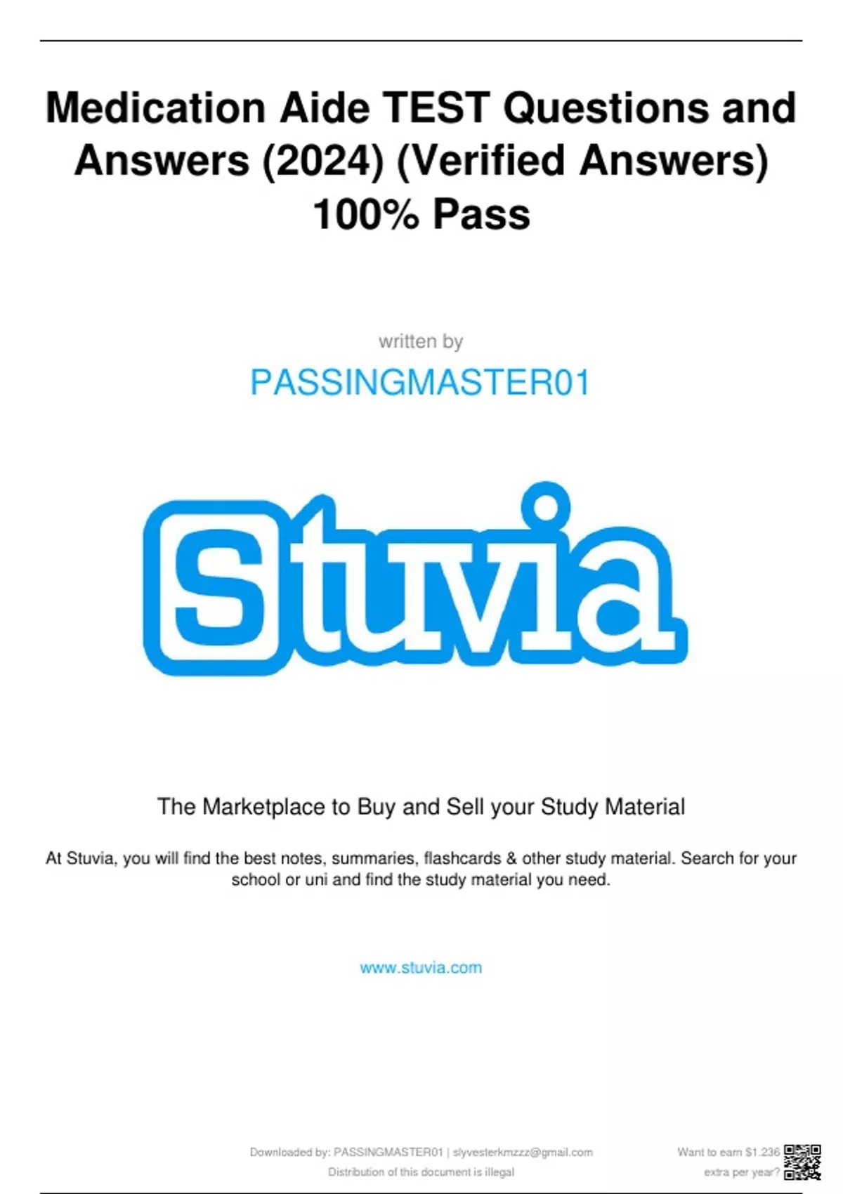 Texas medication aide test with 100% correct answers 2024 - Medication ...