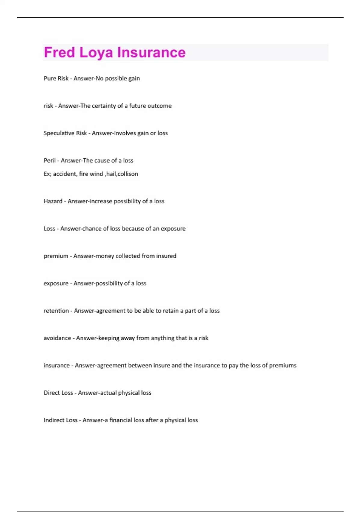 Fred Loya Bundled Exams with complete solution - Stuvia US