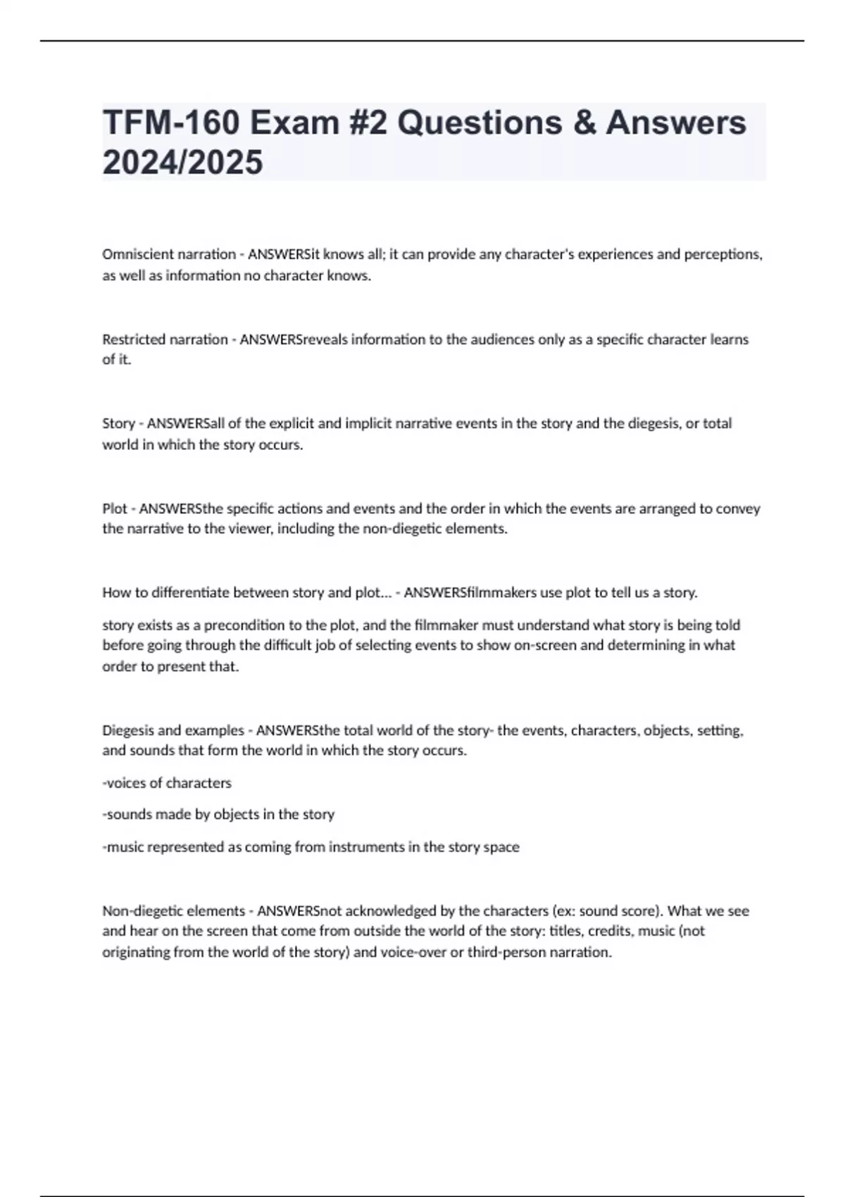 TFM-160 Exam #2 Questions & Answers 2024/2025 - TFM-160 - Stuvia US