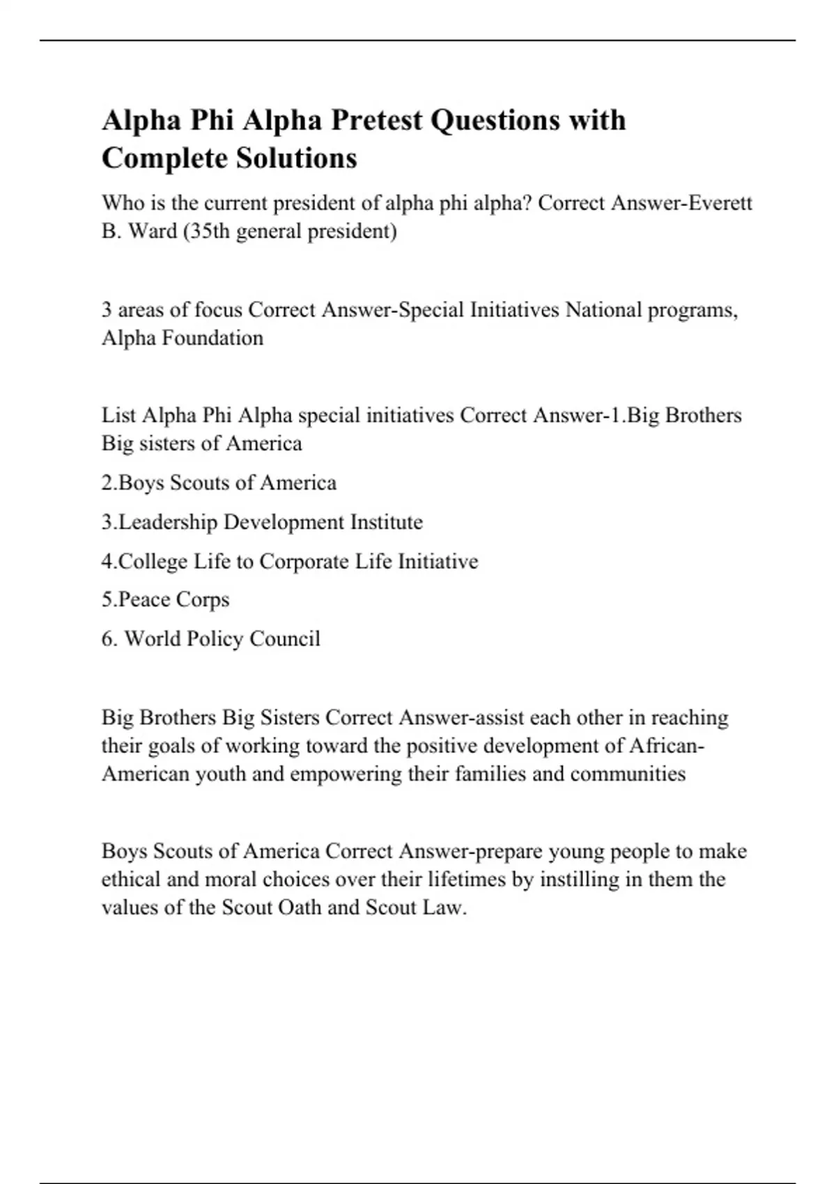 Alpha Phi Alpha Pretest Questions with Complete Solutions. - Alpha Phi ...