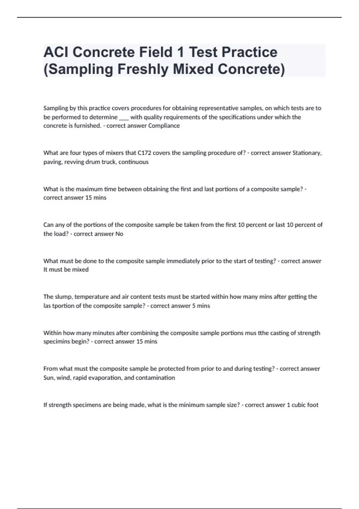 ACI Concrete Field 1 Test Practice (Sampling Freshly Mixed Concrete ...