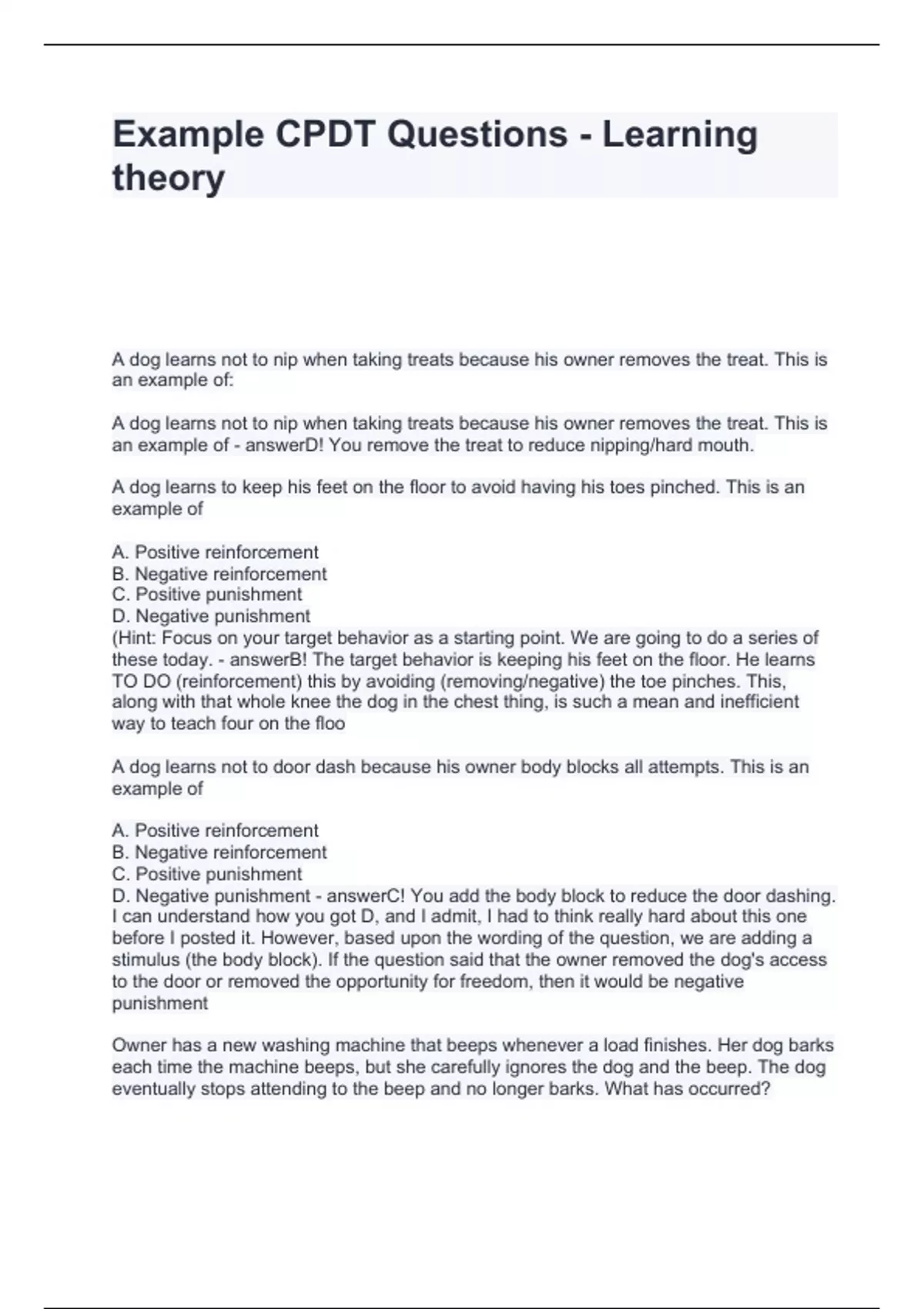 Example CPDT Questions - Learning theory Questions with correct Answers ...