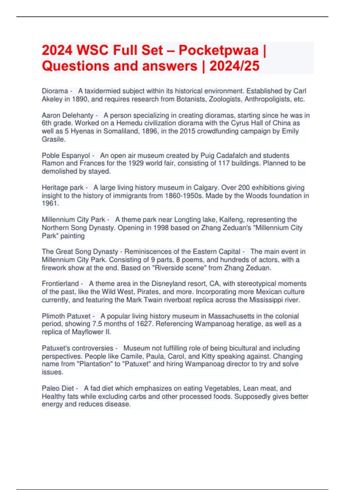 2024 WSC MASTER SET | Questions and answers | RATED A+ - 2024 WSC MASTER SET - Stuvia US