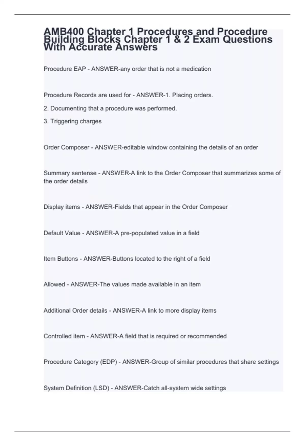 AMB400 Chapter 1 Procedures and Procedure Building Blocks Chapter 1 & 2 ...