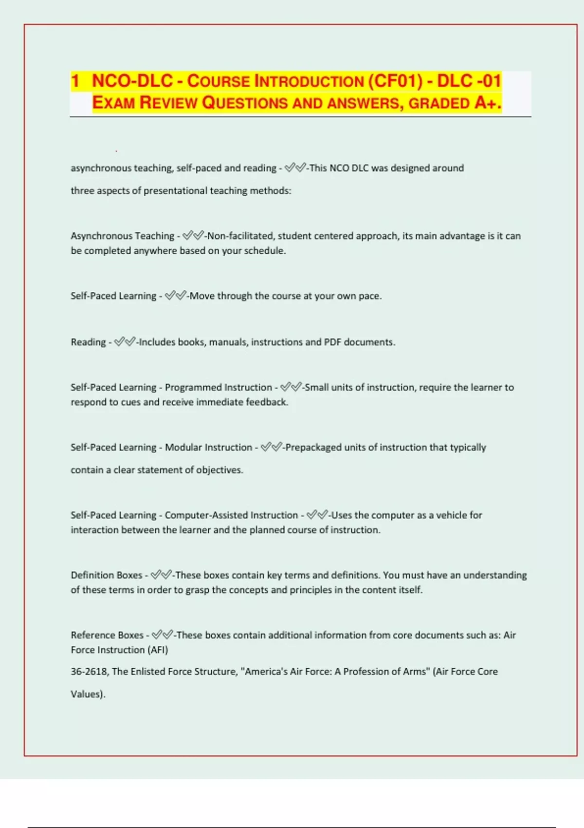 NCO DLC EXAMS BUNDLE - Stuvia US