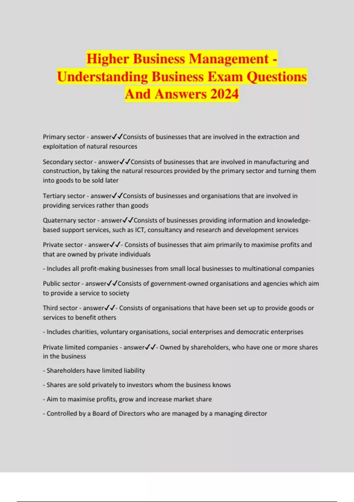 Higher Business Management - Understanding Business Exam Questions And ...