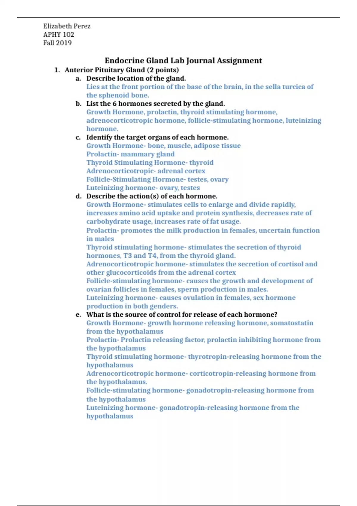 ANATOMY 102 Endocrine Gland Lab Journal Assignment - ANATOMY 102 ...