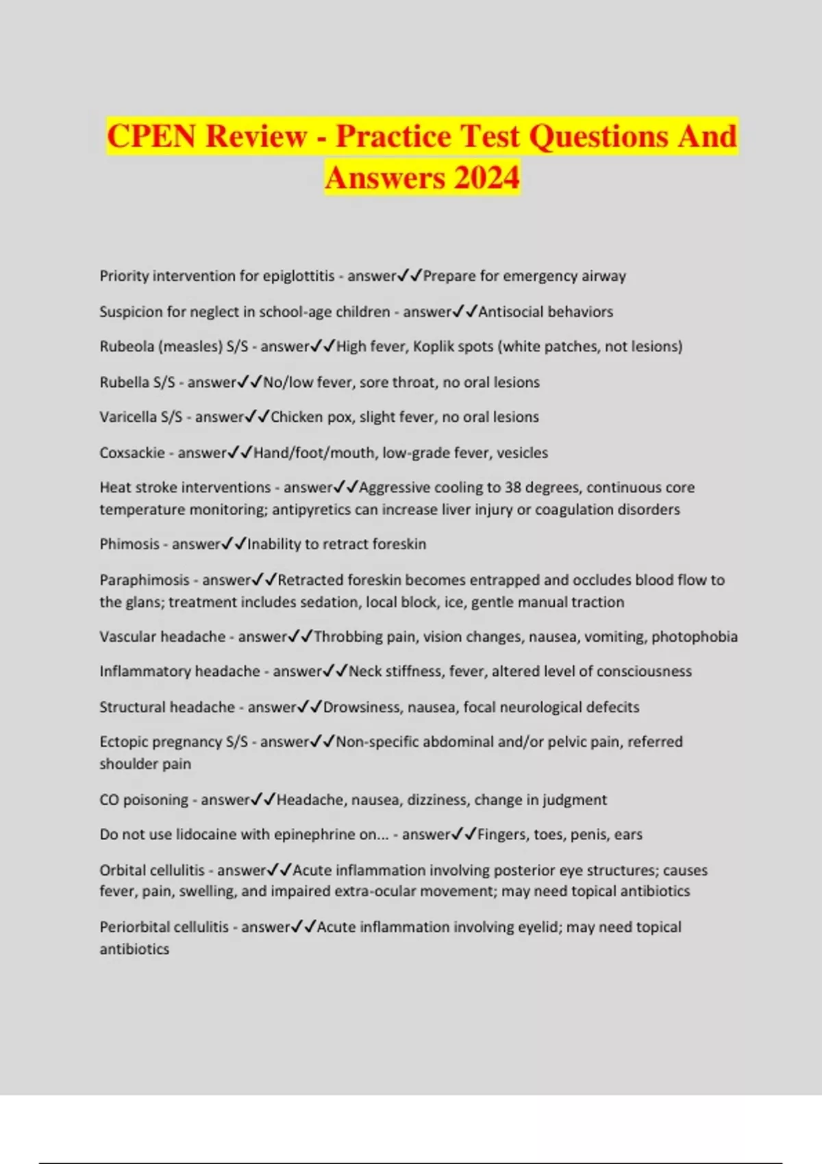 CPEN Review - Practice Test Questions And Answers 2024 - CPEN - Stuvia US