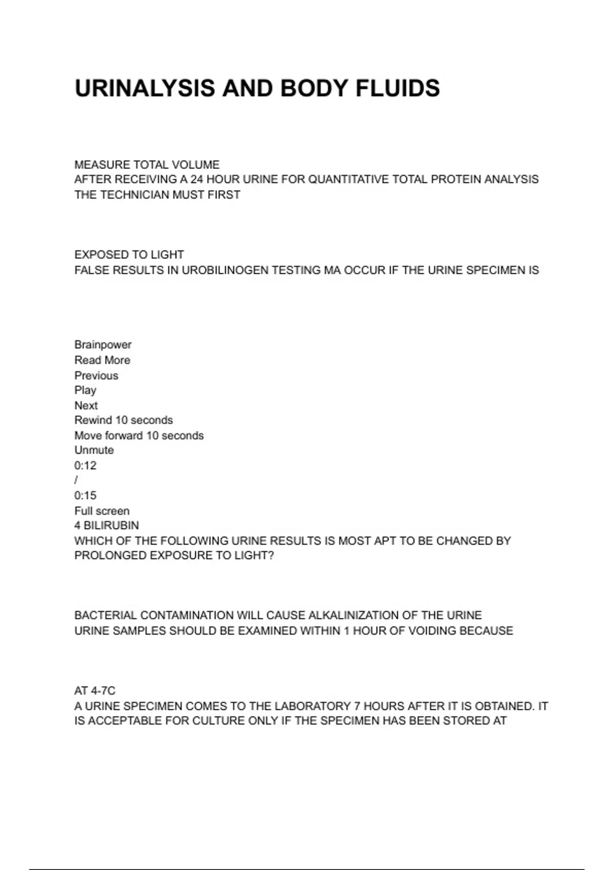 Urinalysis and Body Fluids Final Exam Review questions with correct answers 2024/2025 ( ALL ...