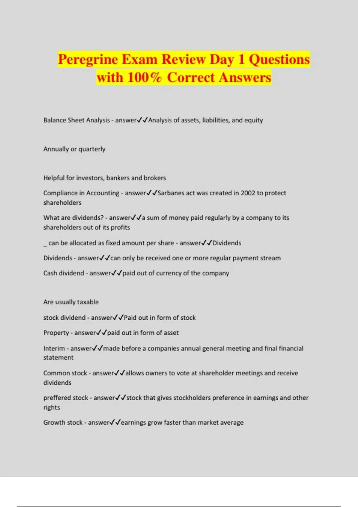 Peregrine Exam Review Day 1 Questions with 100% Correct Answers ...