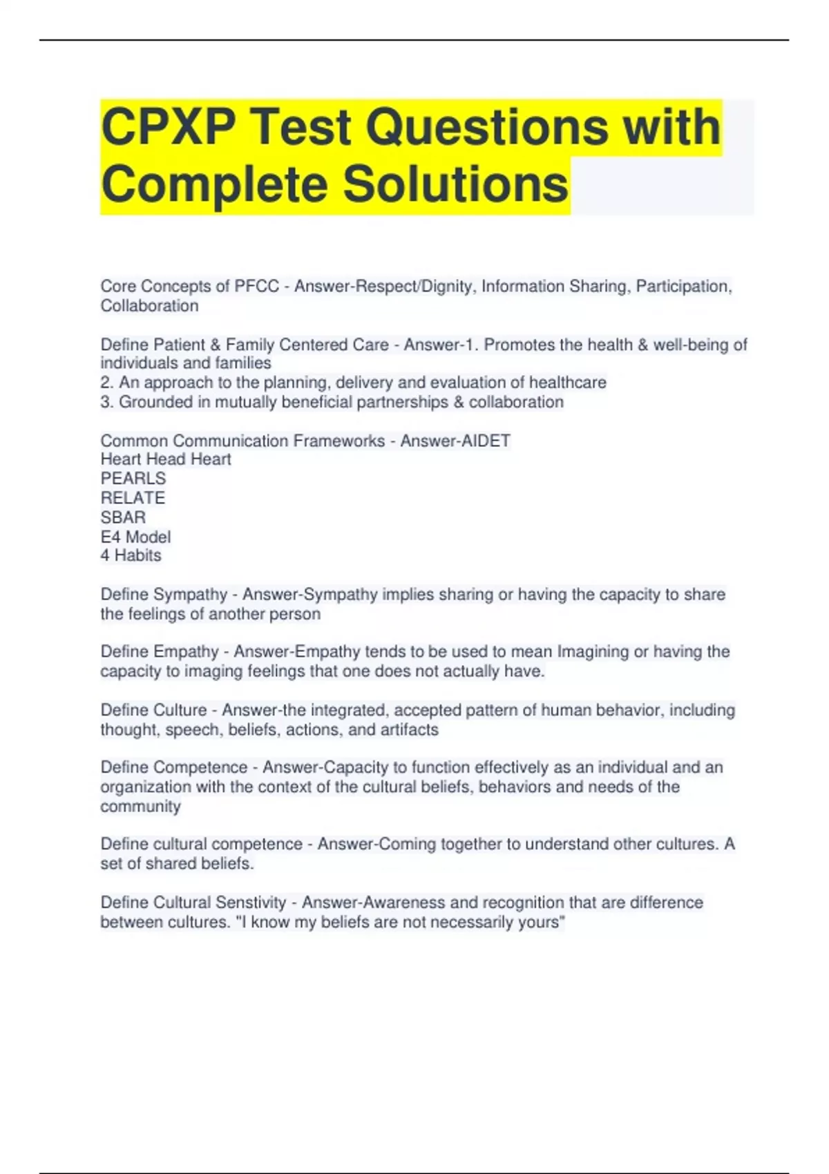 CPXP Test Questions with Complete Solutions - CPXP - Stuvia US