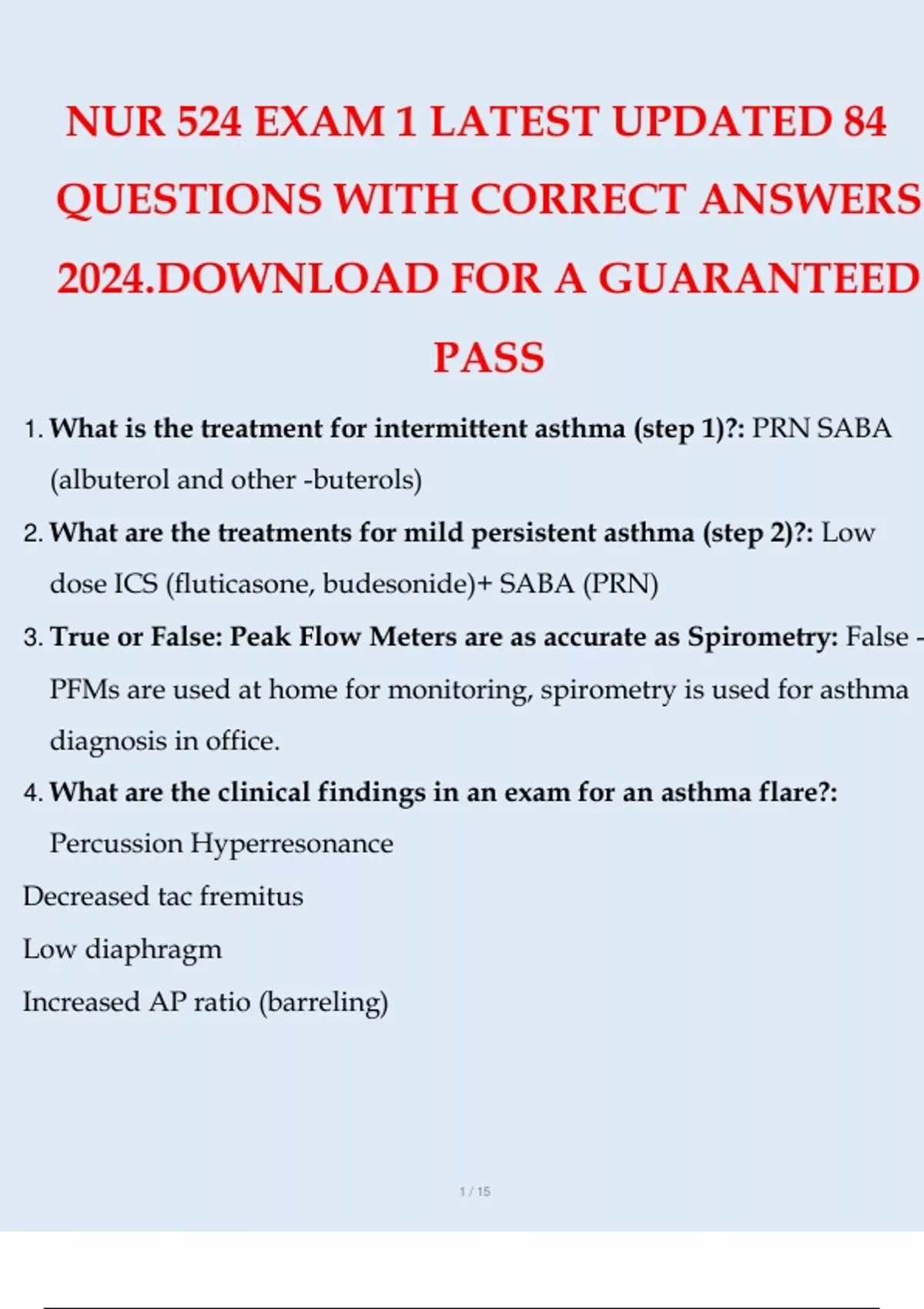 NUR 524 EXAM 1 LATEST UPDATED 84 QUESTIONS WITH CORRECT ANSWERS 2024 ...