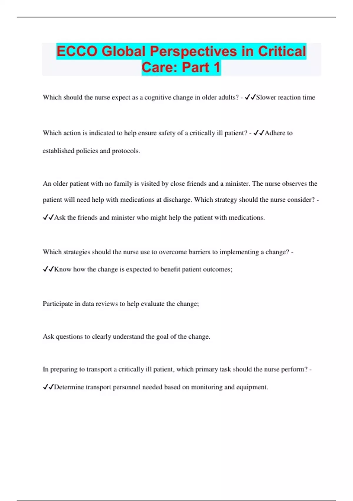 ECCO Global Perspectives in Critical Care: Part 1 - ECCO Global ...