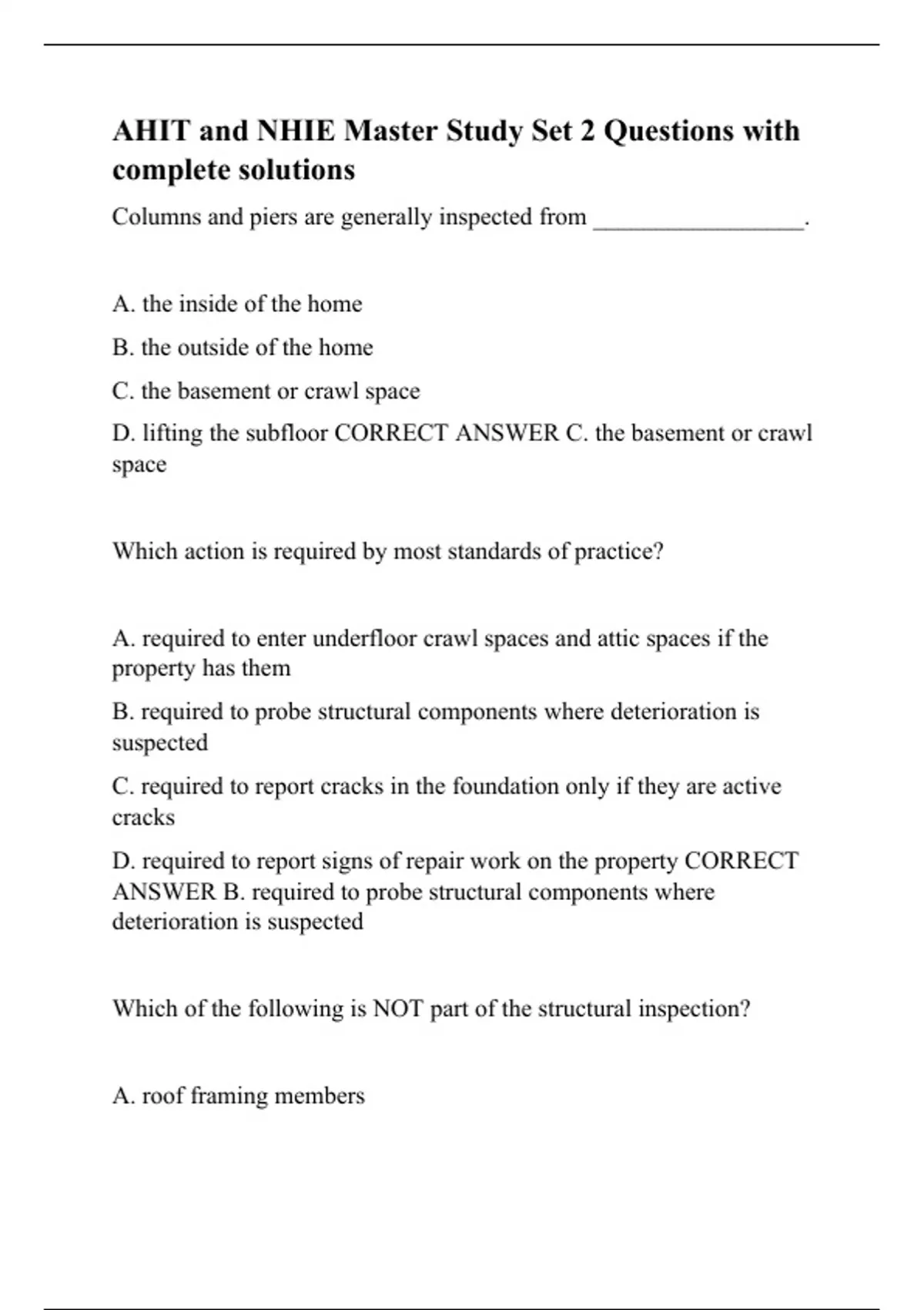 AHIT and NHIE Master Study Set 2 Questions with complete solutions ...