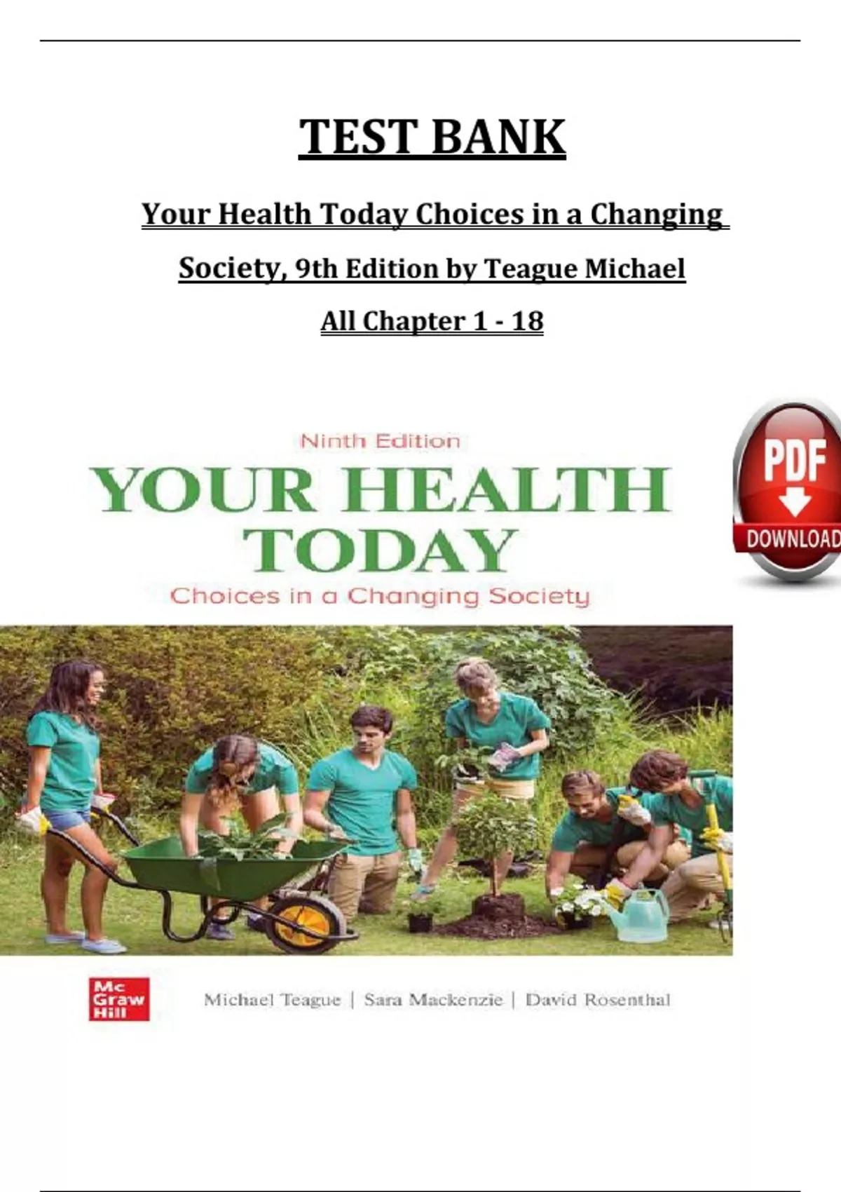 TEST BANK For Your Health Today Choices in a Changing Society, 9th ...