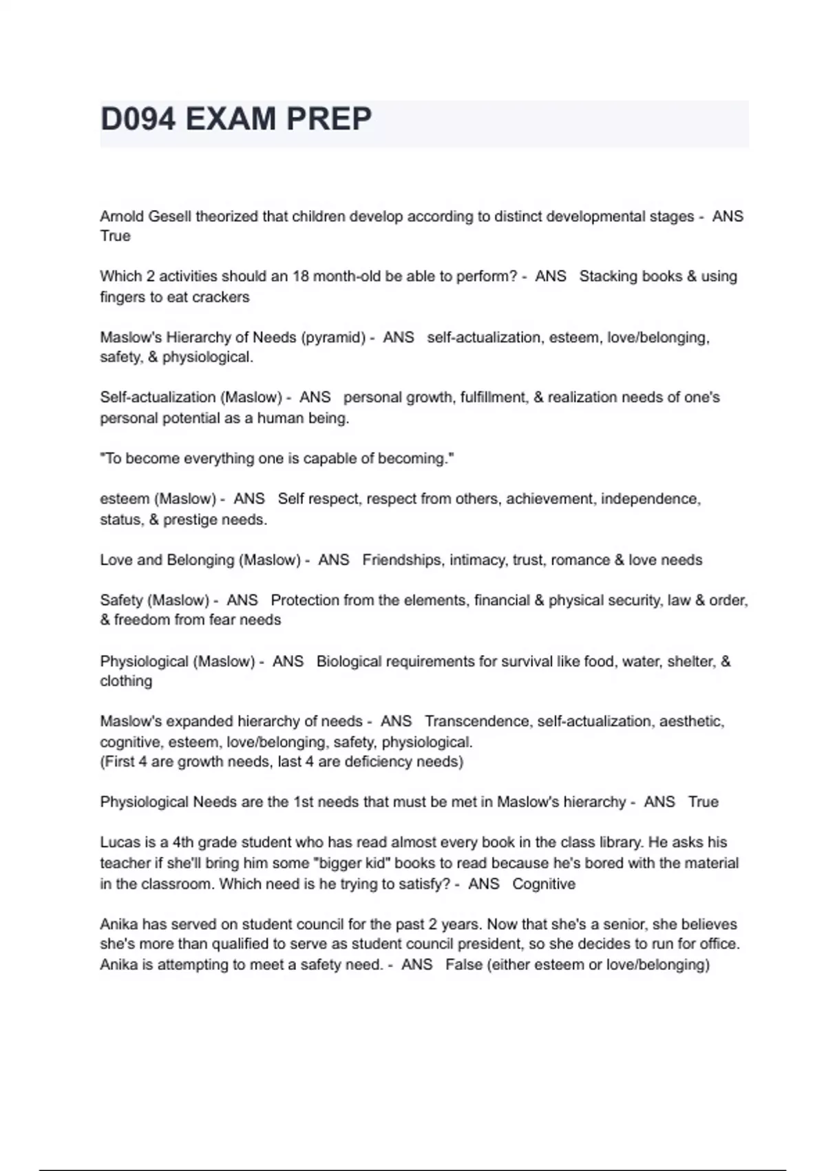 WGU D094 EXAM PREP QUESTIONS WITH SOLUTIONS - WGU D094 - Stuvia US