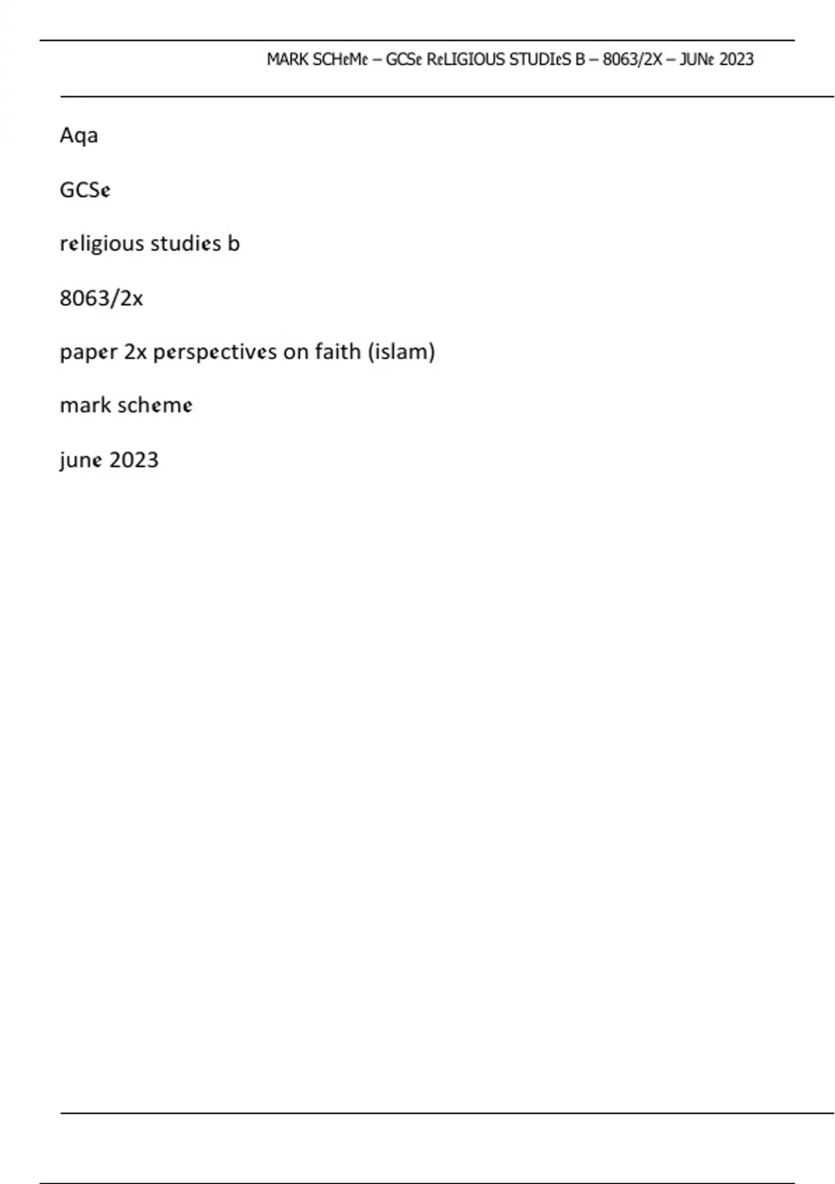 AQA gcse religious studi es b 8063/2x paper 2x perspectives on faith ...