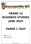 Grade 12 Business Studies (BS) June Paper 1 and Memo - 2024 - Business ...