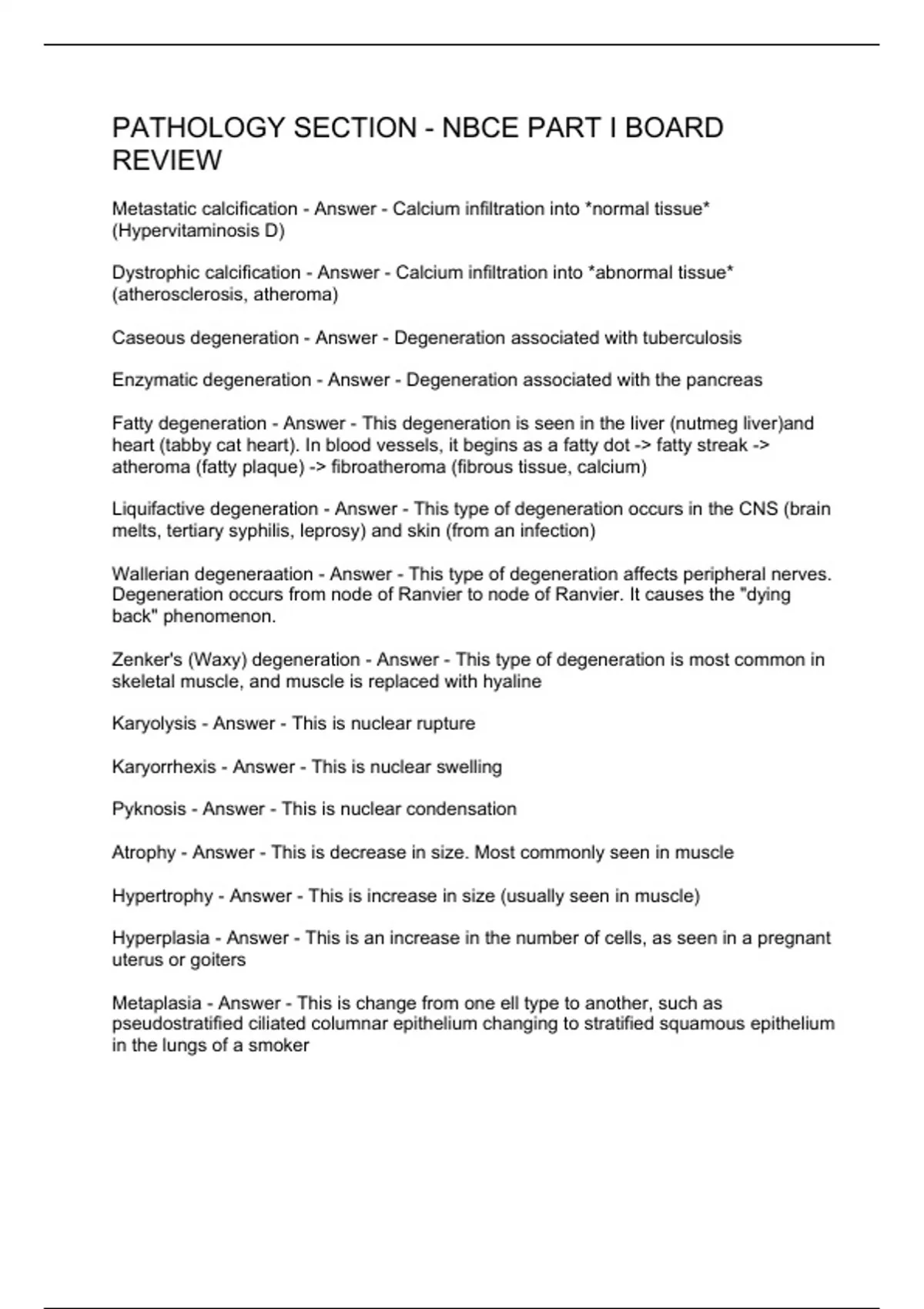 PATHOLOGY SECTION - NBCE Part I Board Review - PATHOLOGY SECTION - NBCE ...