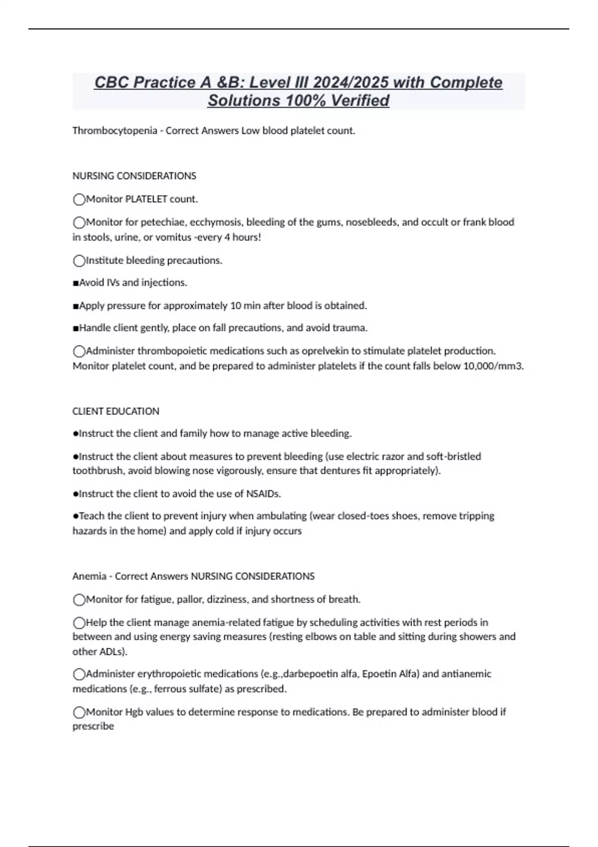 CBC Practice A &B: Level III 2024/2025 with Complete Solutions 100% ...