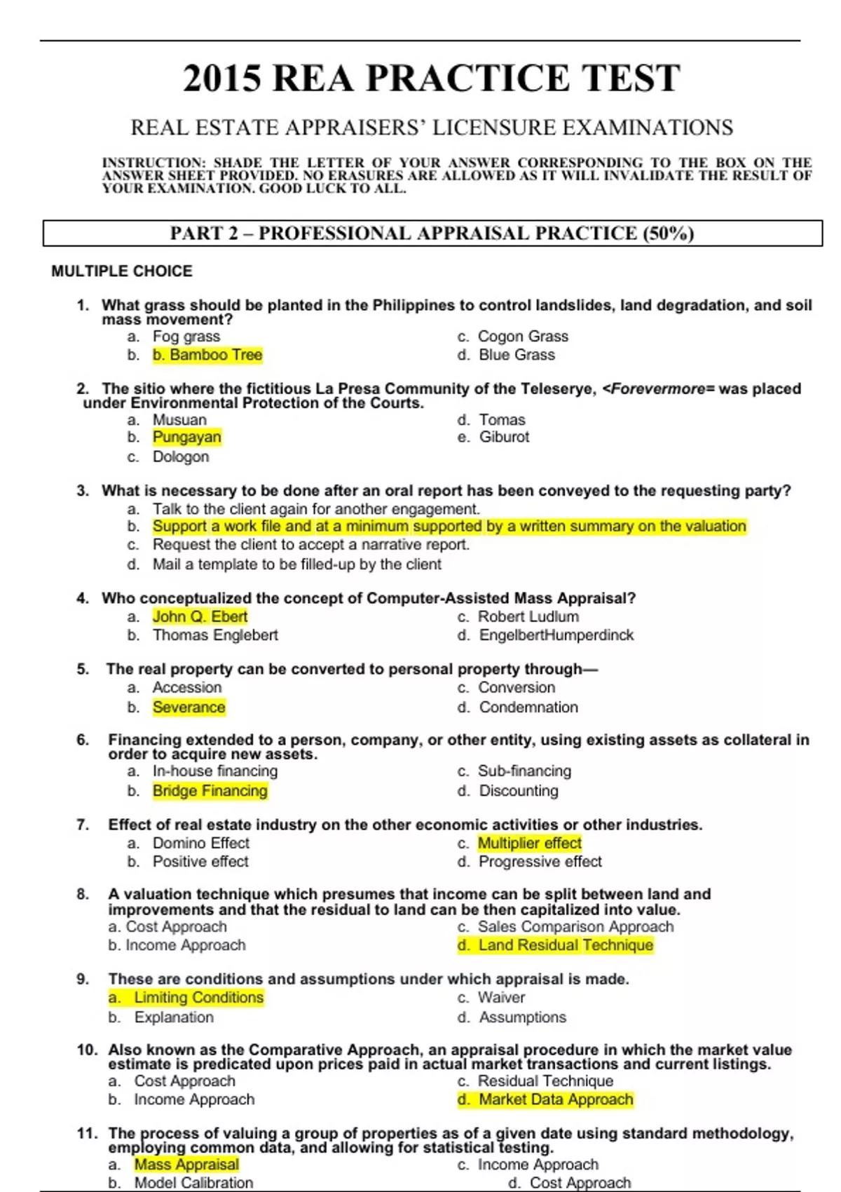 Mock Exam on Appraisal Practice! 100% CORRECT ANSWERS - Mock Appraisal ...