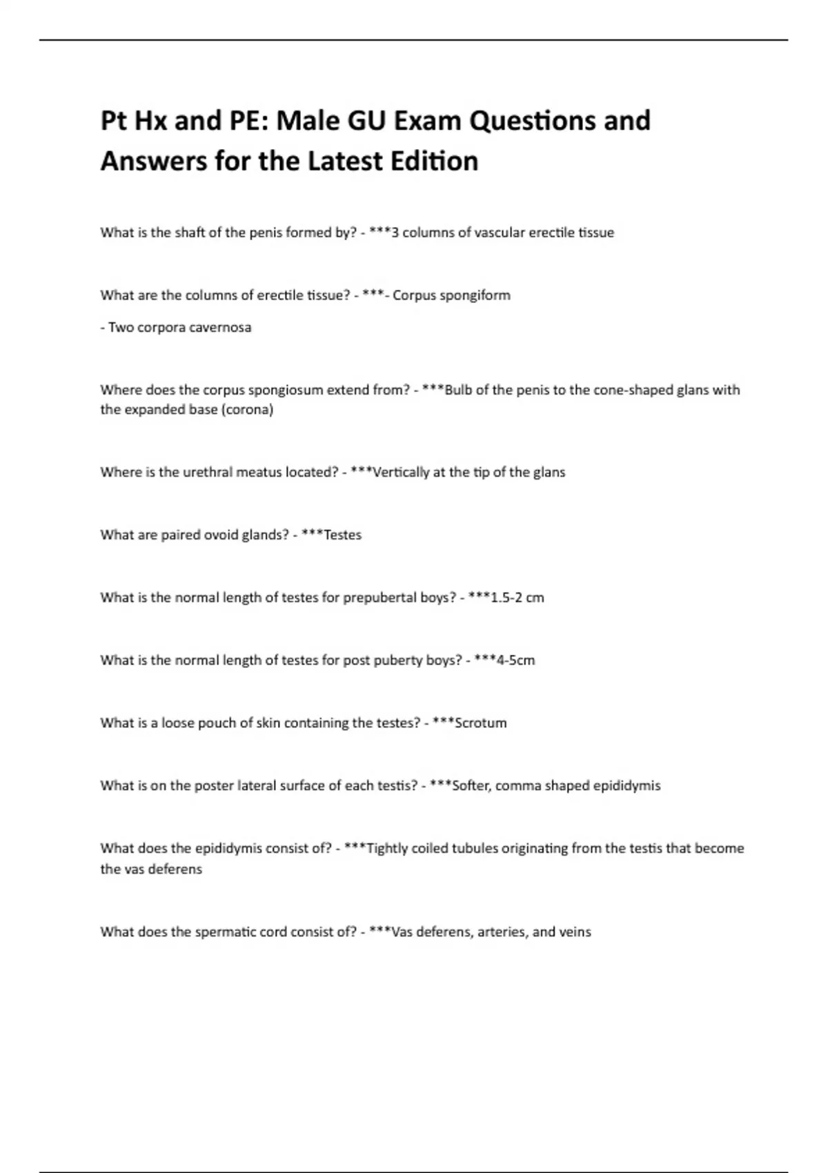 Pt Hx and PE: Male GU Exam Questions and Answers for the Latest Edition ...