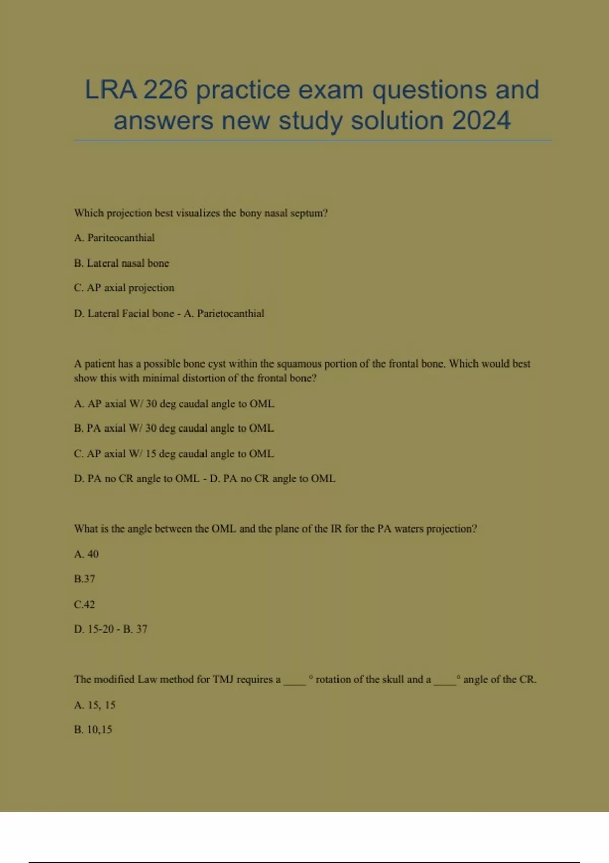 LRA 226 practice exam questions and answers new study solution 2024 ...