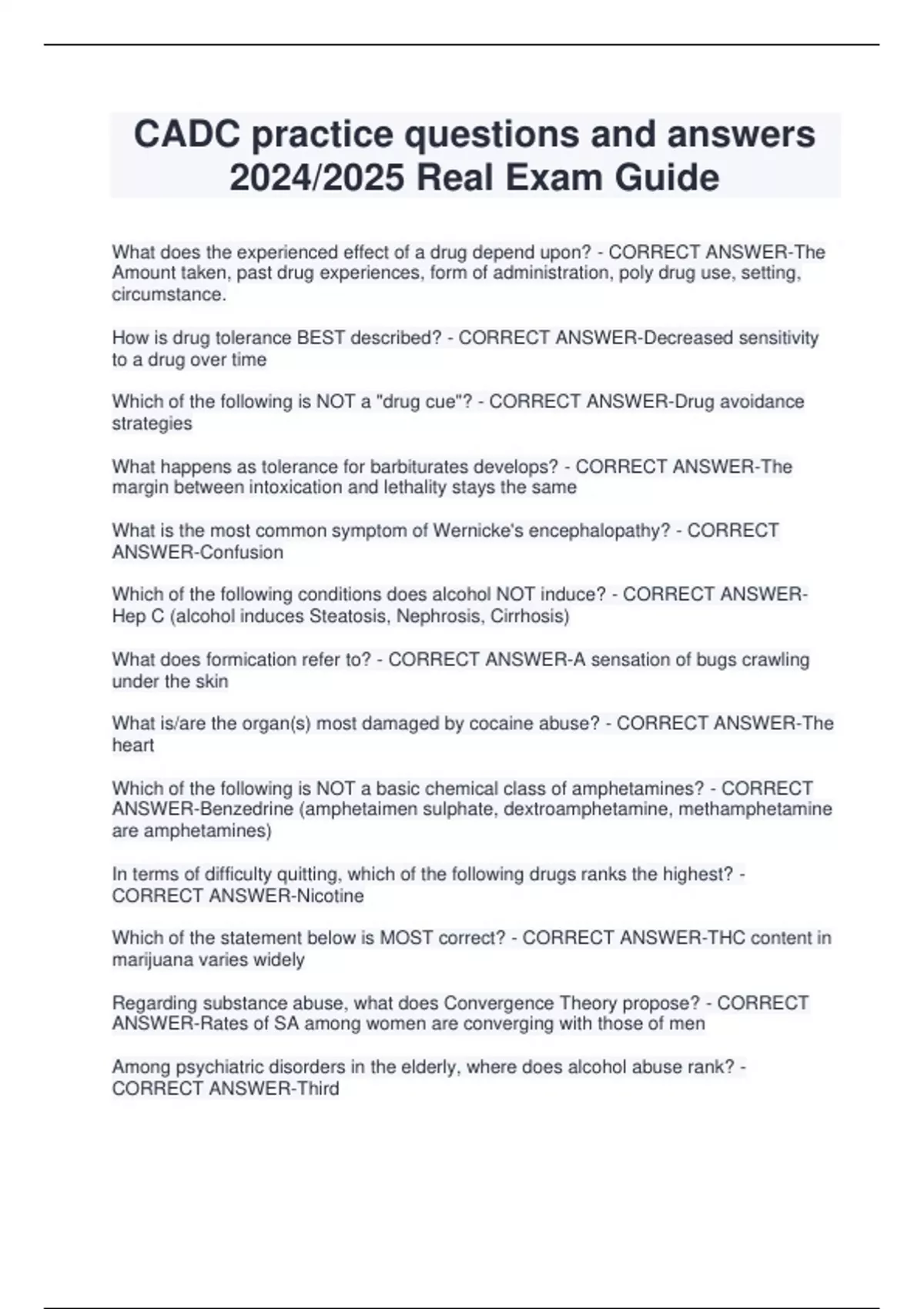 CADC practice questions and answers 2024/2025 Real Exam Guide - CADC ...