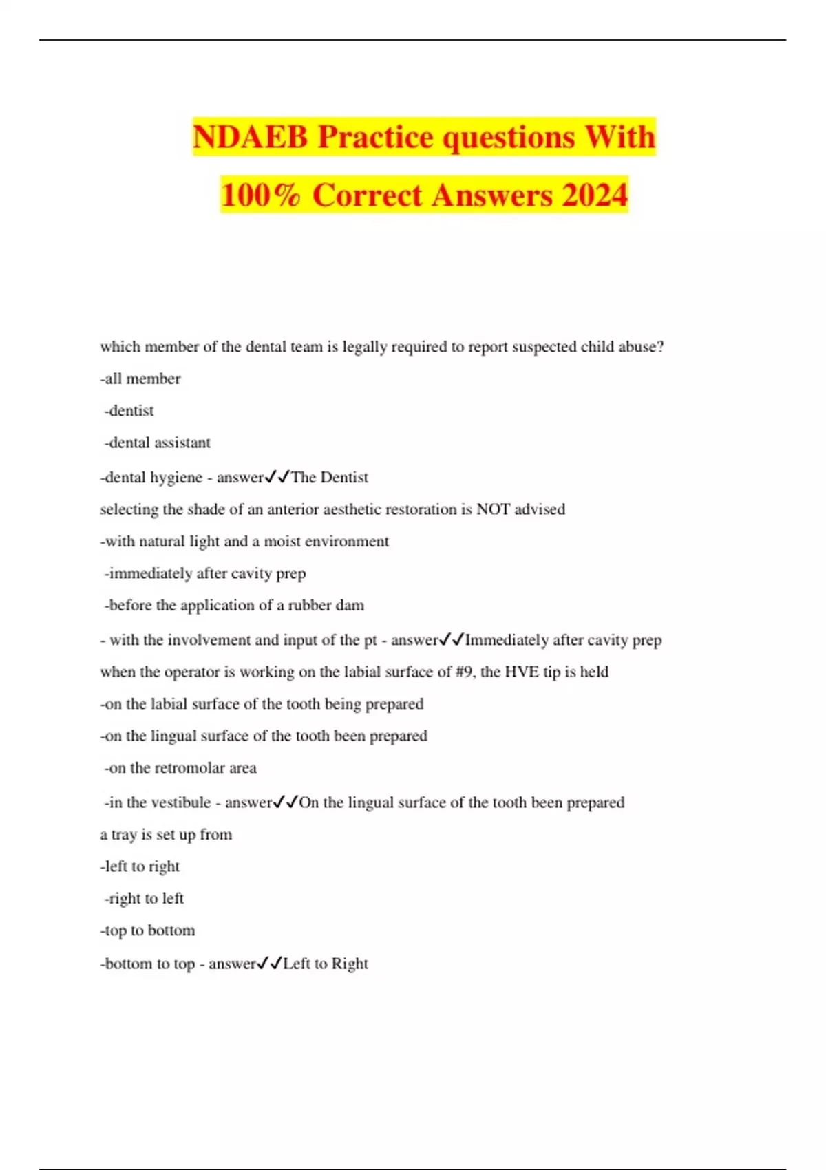 Ndaeb Practice Questions With 100 Correct Answers 2024 Ndaeb Stuvia Us