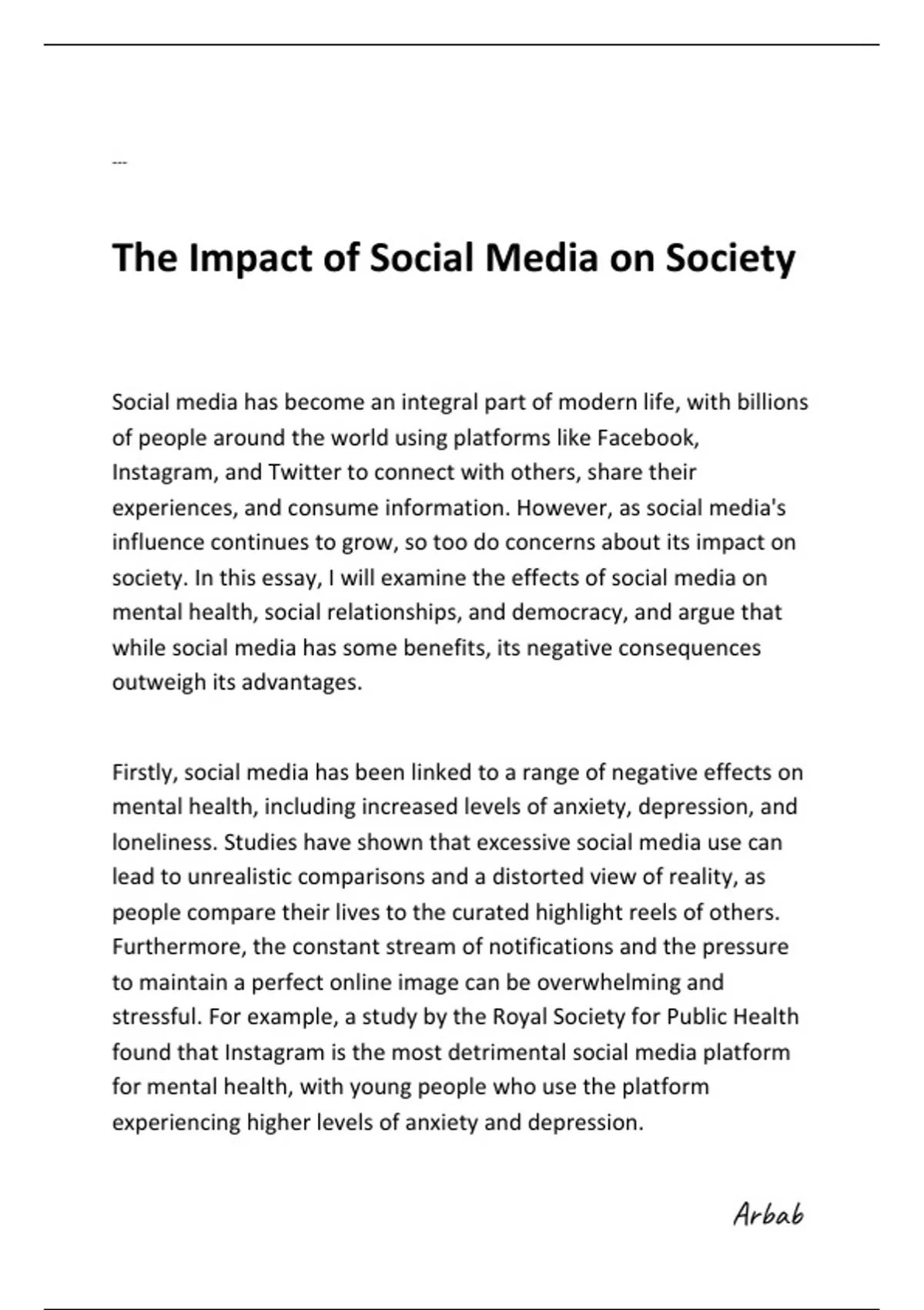 The Dark Side of Social Media: An Analysis of Its Impact on Mental ...