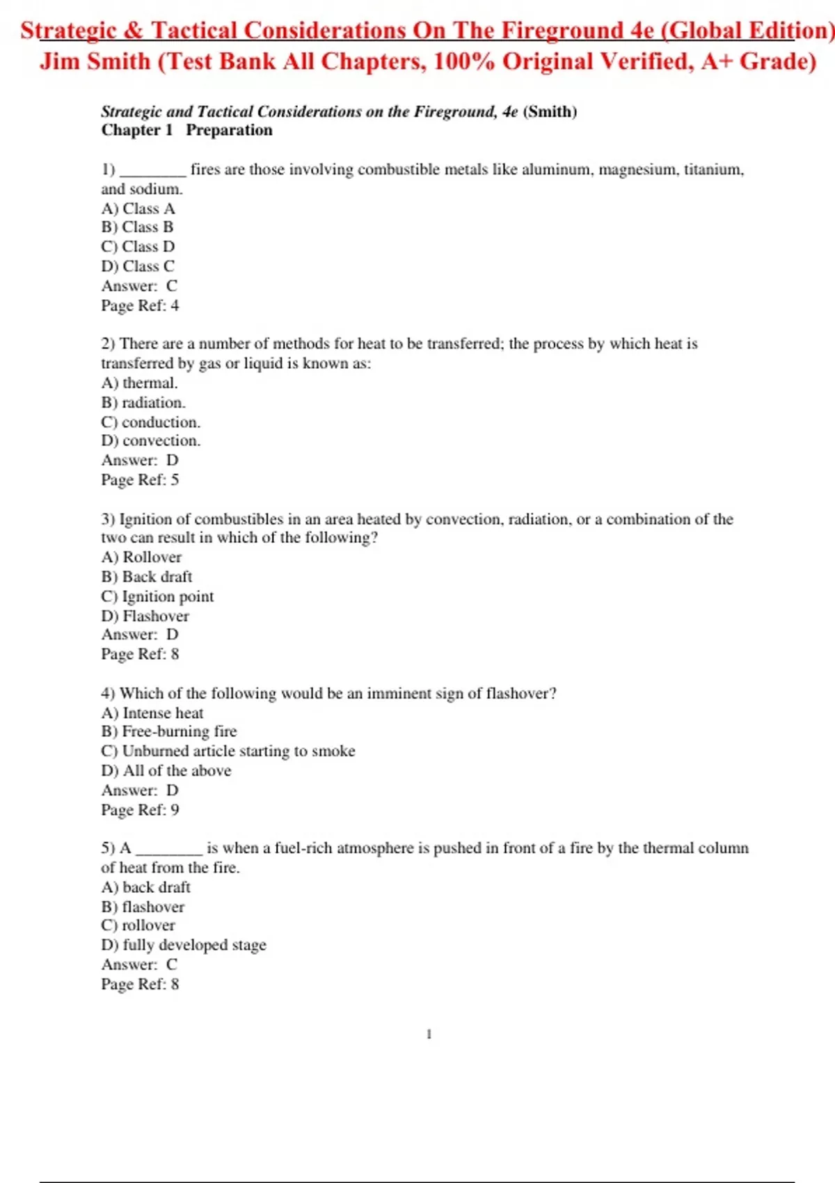 Test Bank for Strategic & Tactical Considerations On The Fireground 4th ...