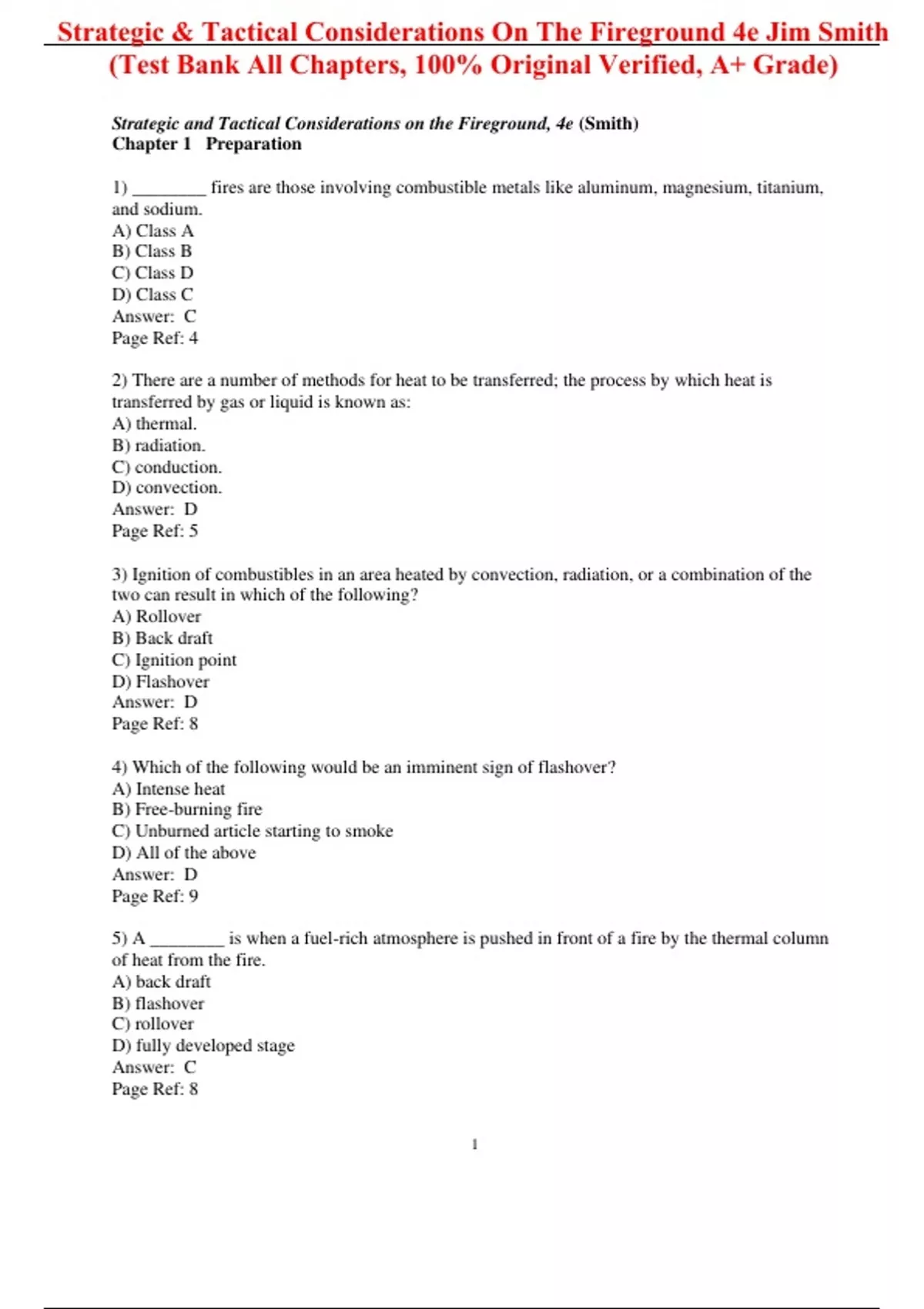 Test Bank for Strategic & Tactical Considerations On The Fireground 4th ...