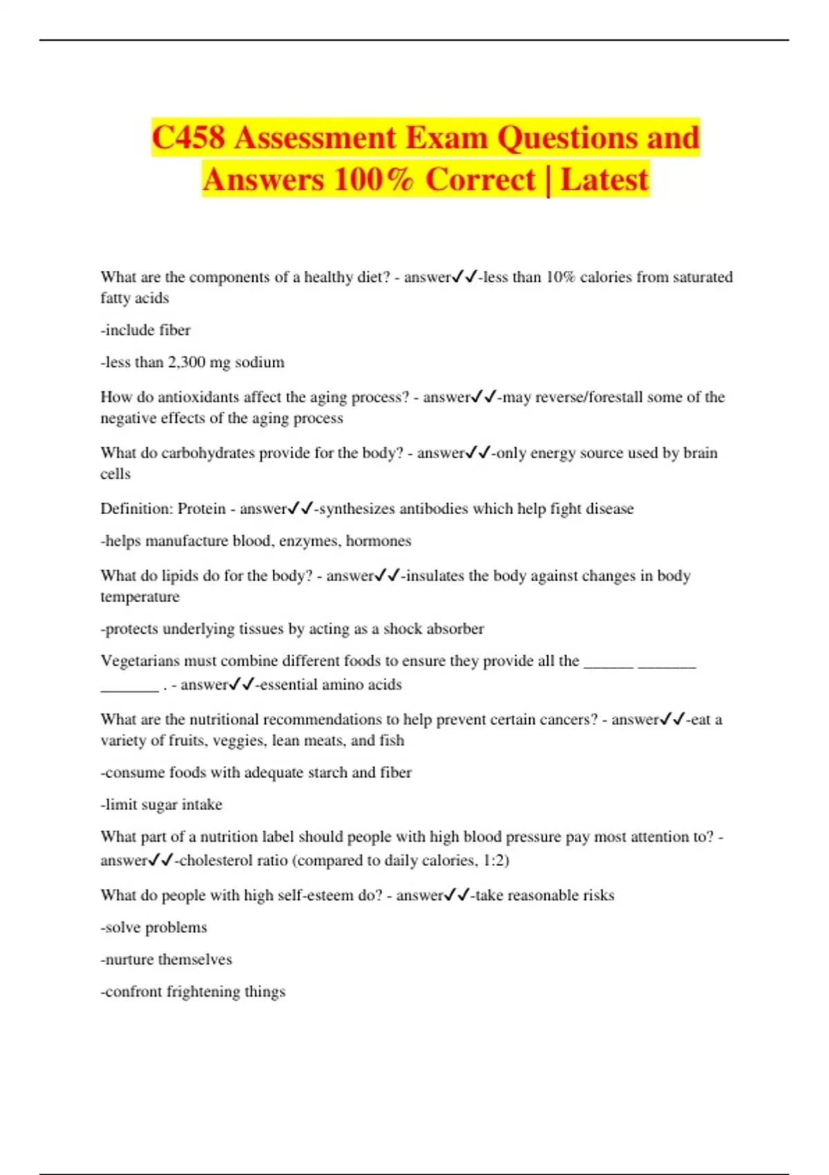 C458 Assessment Exam Questions and Answers 100% Correct | Latest - WGU ...