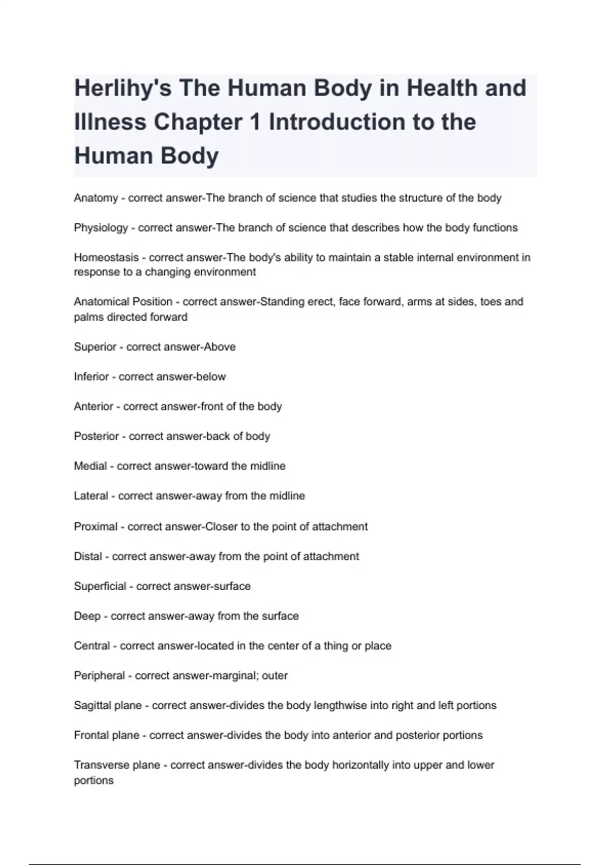 Herlihy's The Human Body in Health and Illness Chapter 1 Introduction ...