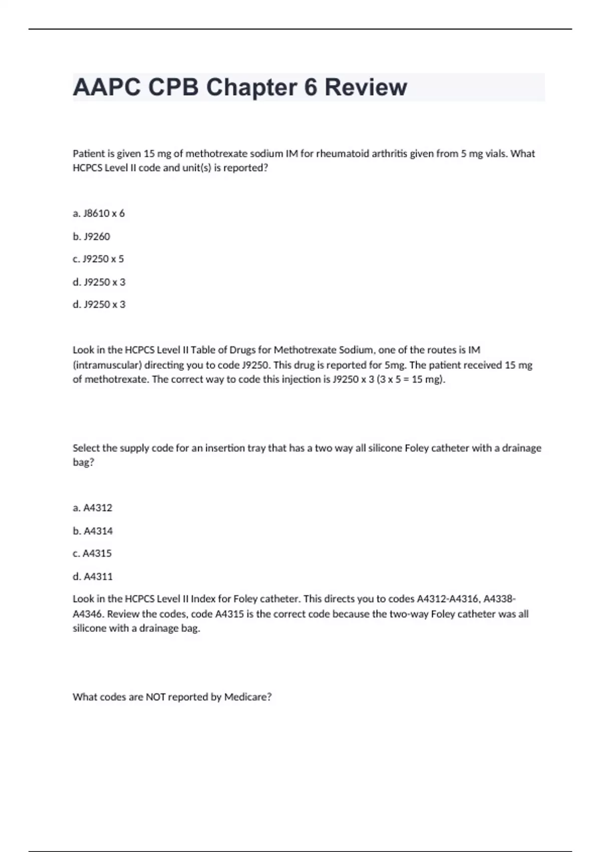 AAPC CPB Chapter 6 Review 2024/2025 passed - AAPC CPB - Stuvia US