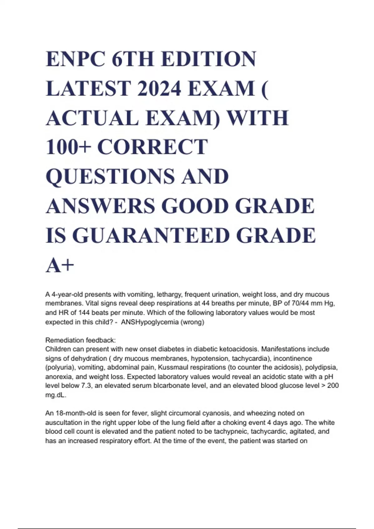 ENPC 6TH EDITION LATEST 2024 EXAM ( ACTUAL EXAM) WITH 100+ CORRECT ...