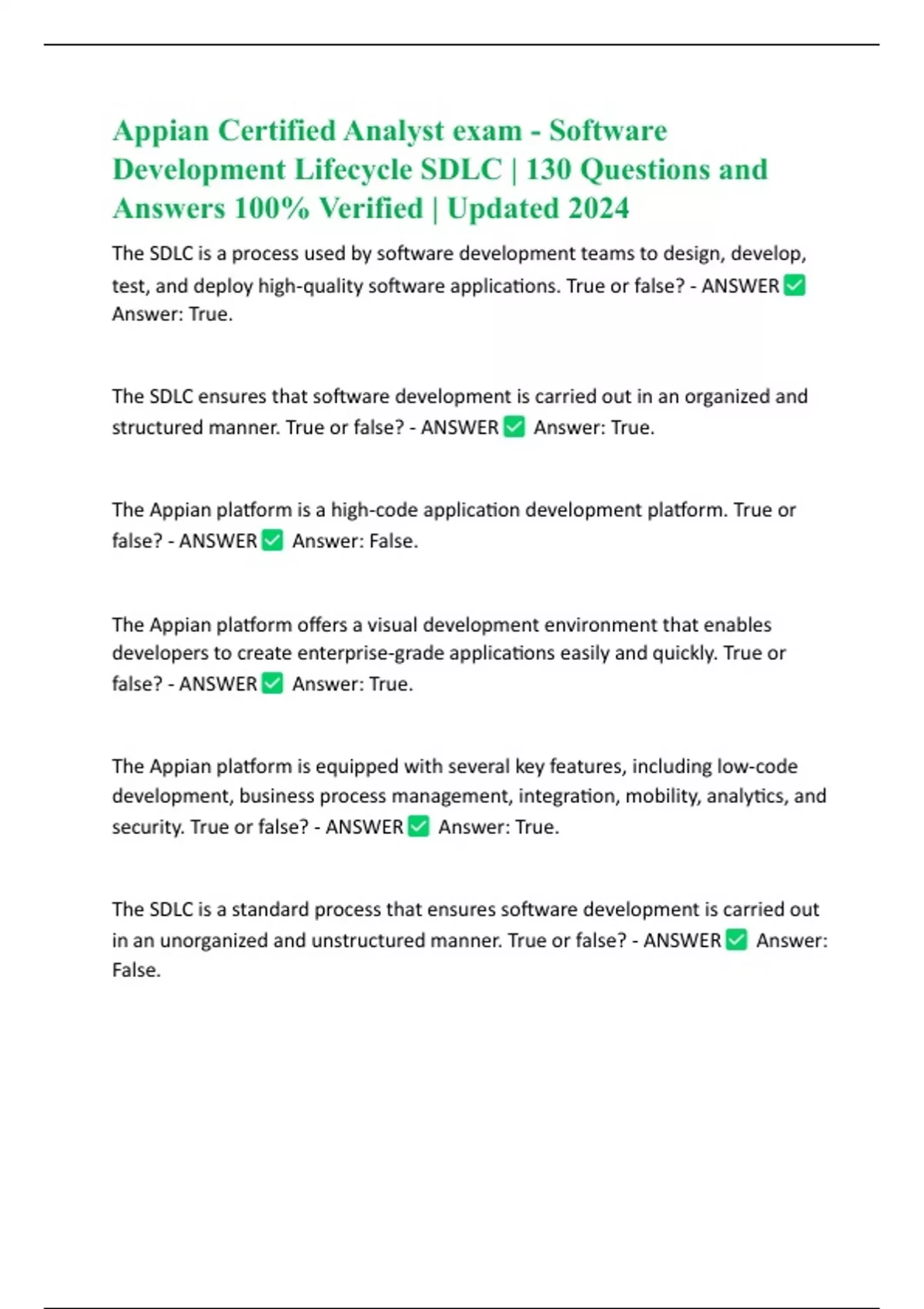 Appian Certified Analyst exam - Software Development Lifecycle SDLC ...