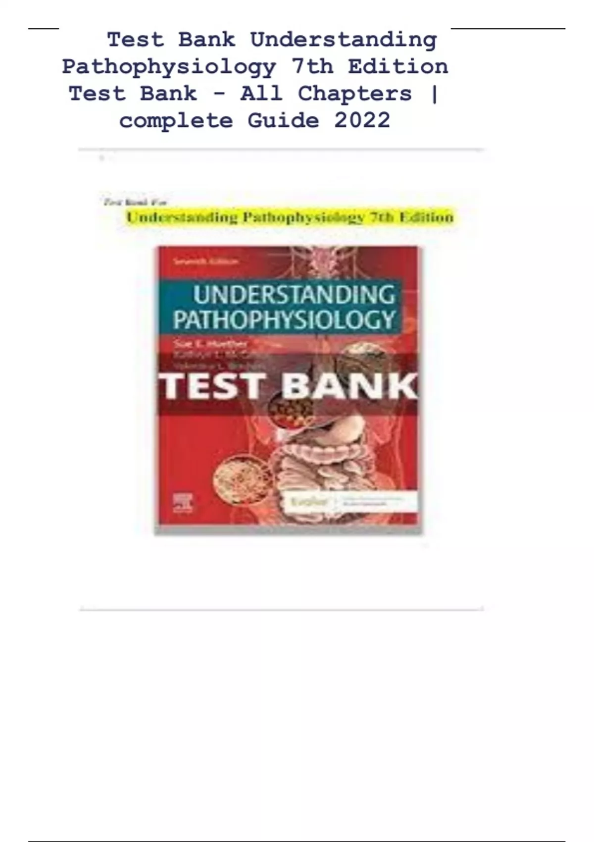 Understanding Pathophysiology 7th Edition Test Bank - All Chapters ...