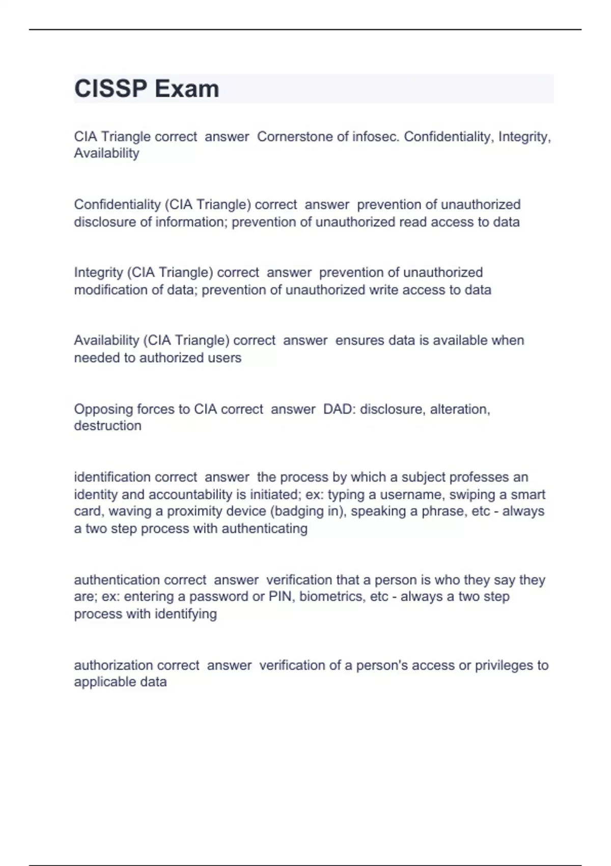 CISSP Exam Question and answers 100% correct 2024 - CISSP - Certified ...