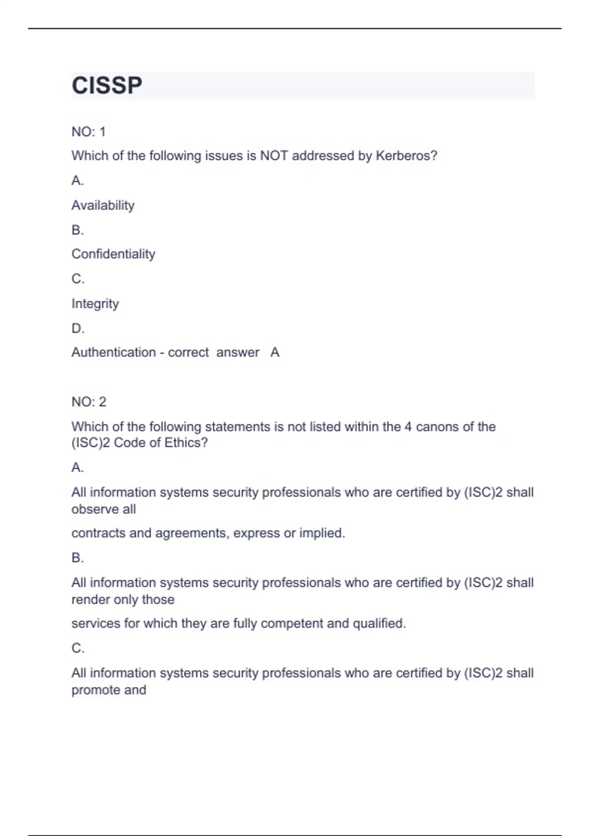 CISSP Questions with complete solution 2024 - CISSP - Certified ...