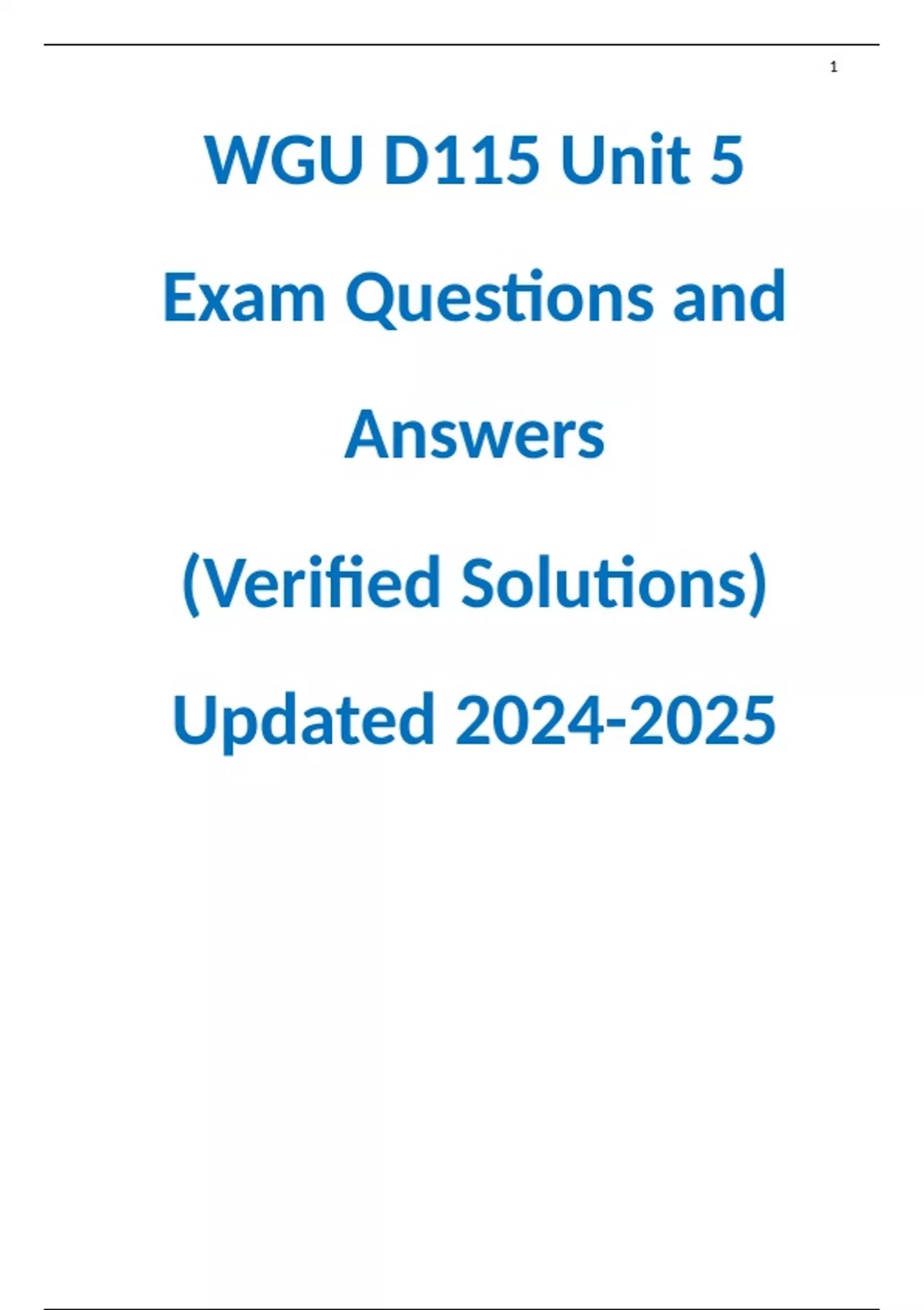 WGU D115 Unit 5 Exam Questions and Answers (Verified Solutions) Updated ...