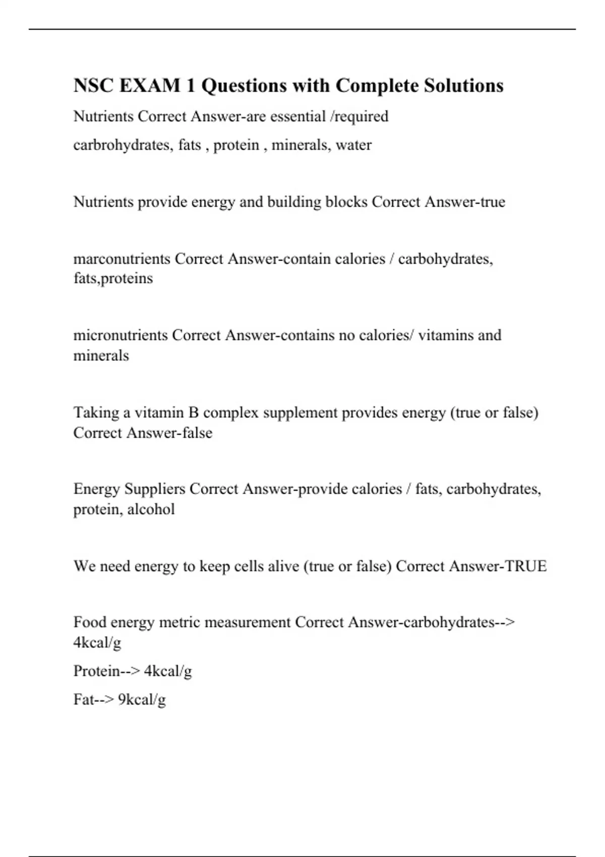 NSC EXAM 1 Questions with Complete Solution1 - NSC - Stuvia US