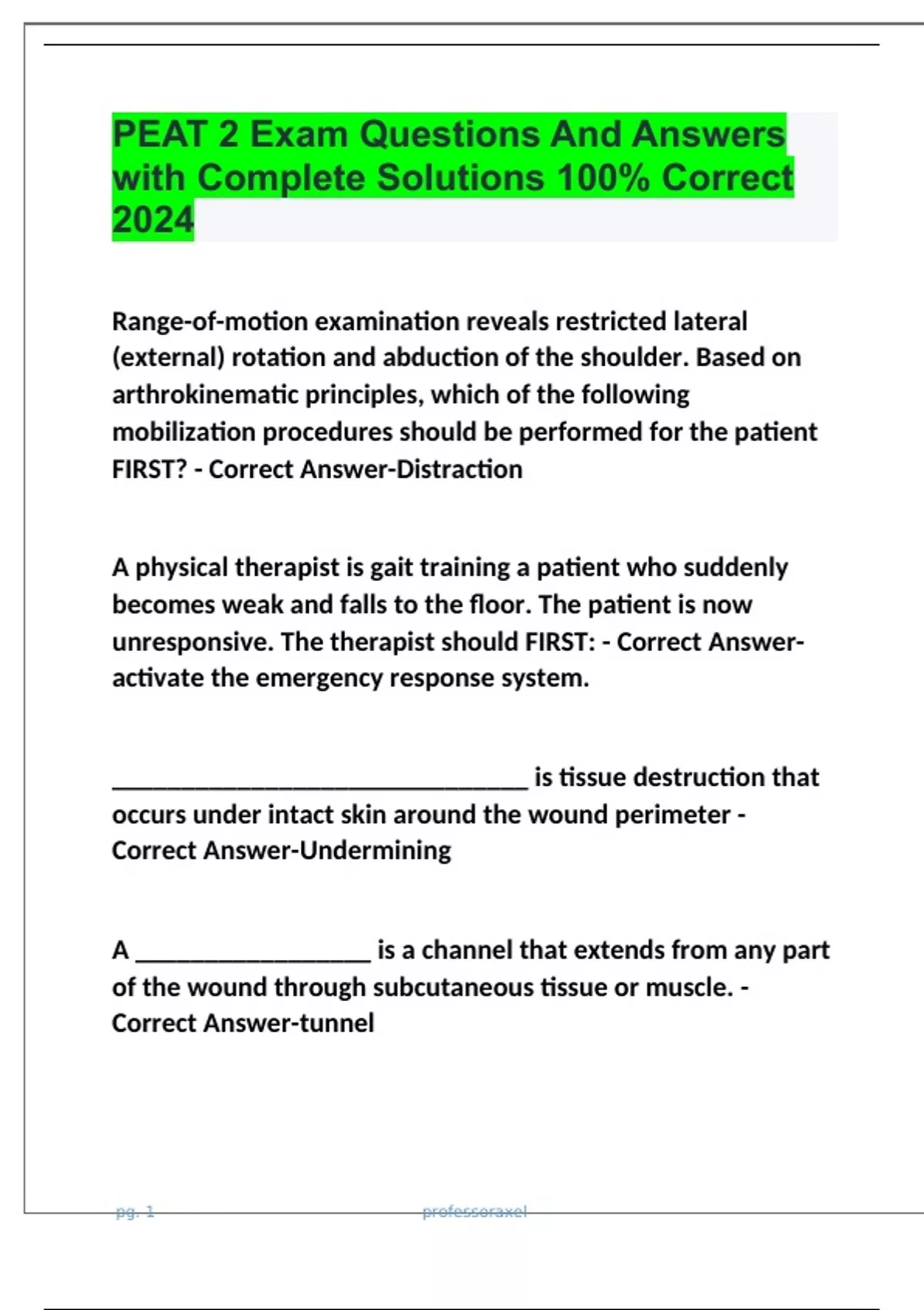 PEAT 2 Exam Questions And Answers with Complete Solutions 100% Correct ...