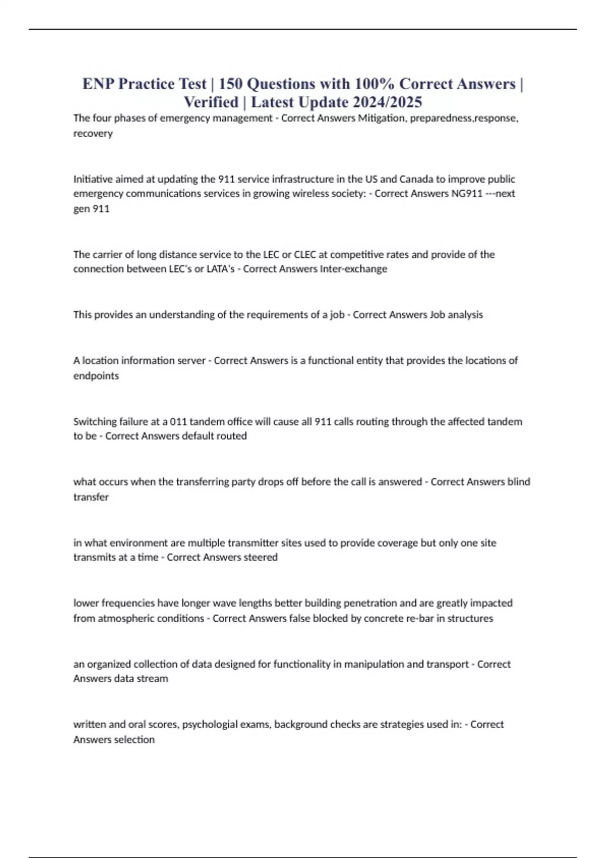 ENP Practice Test | 150 Questions with 100% Correct Answers | Verified ...